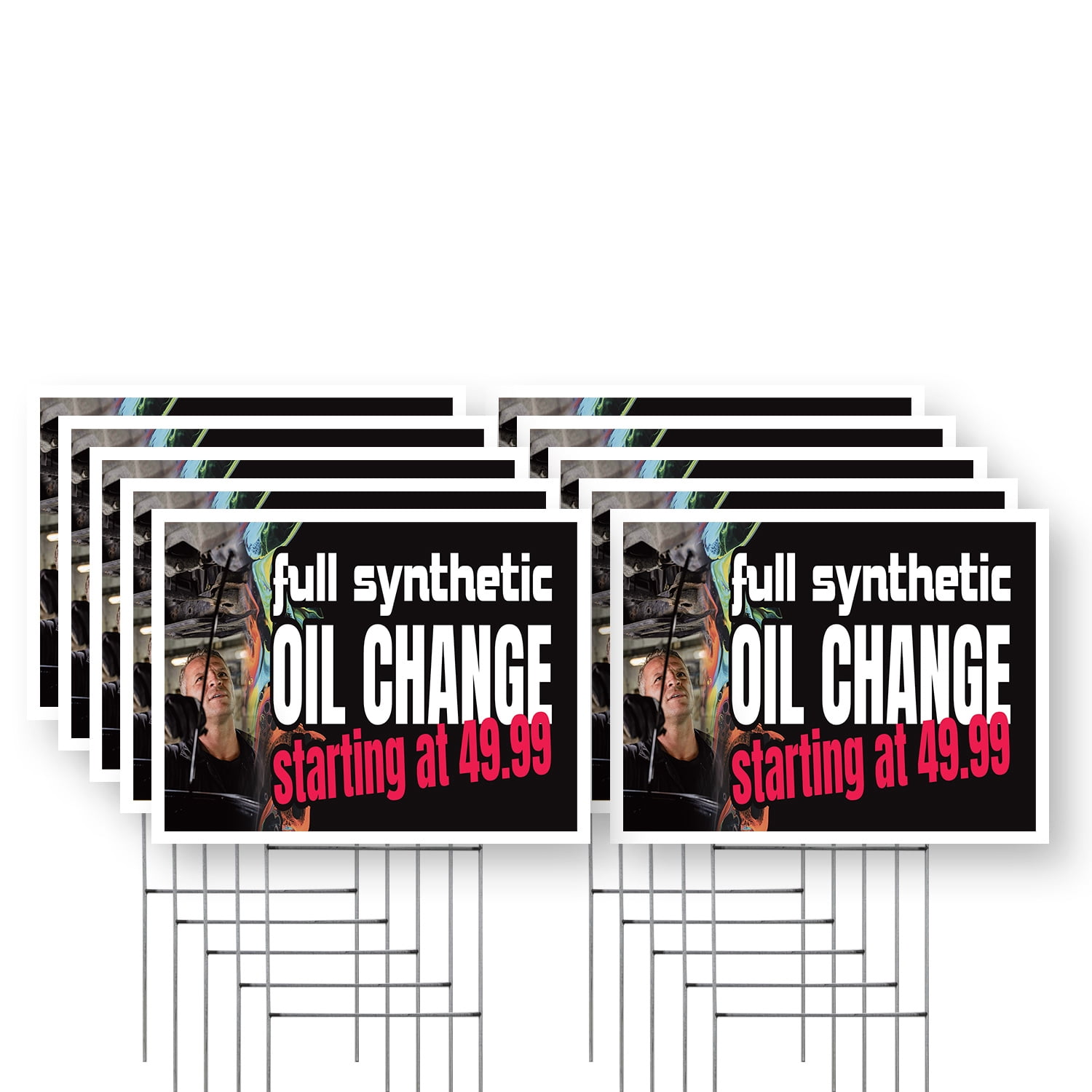 Full Synthetic Oil Change Yard Sign 10 Pack of 12 Inch x 16 Inch Single ...