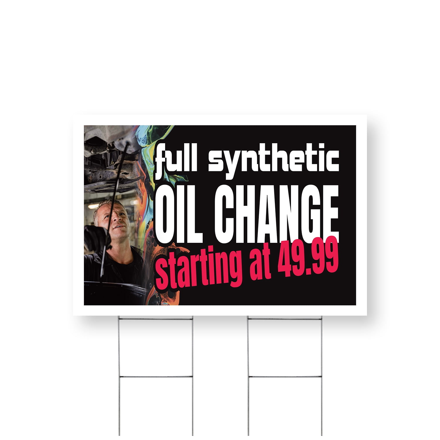 Full Synthetic Oil Change Yard Sign 24 Inch x 36 Inch Single Sided ...