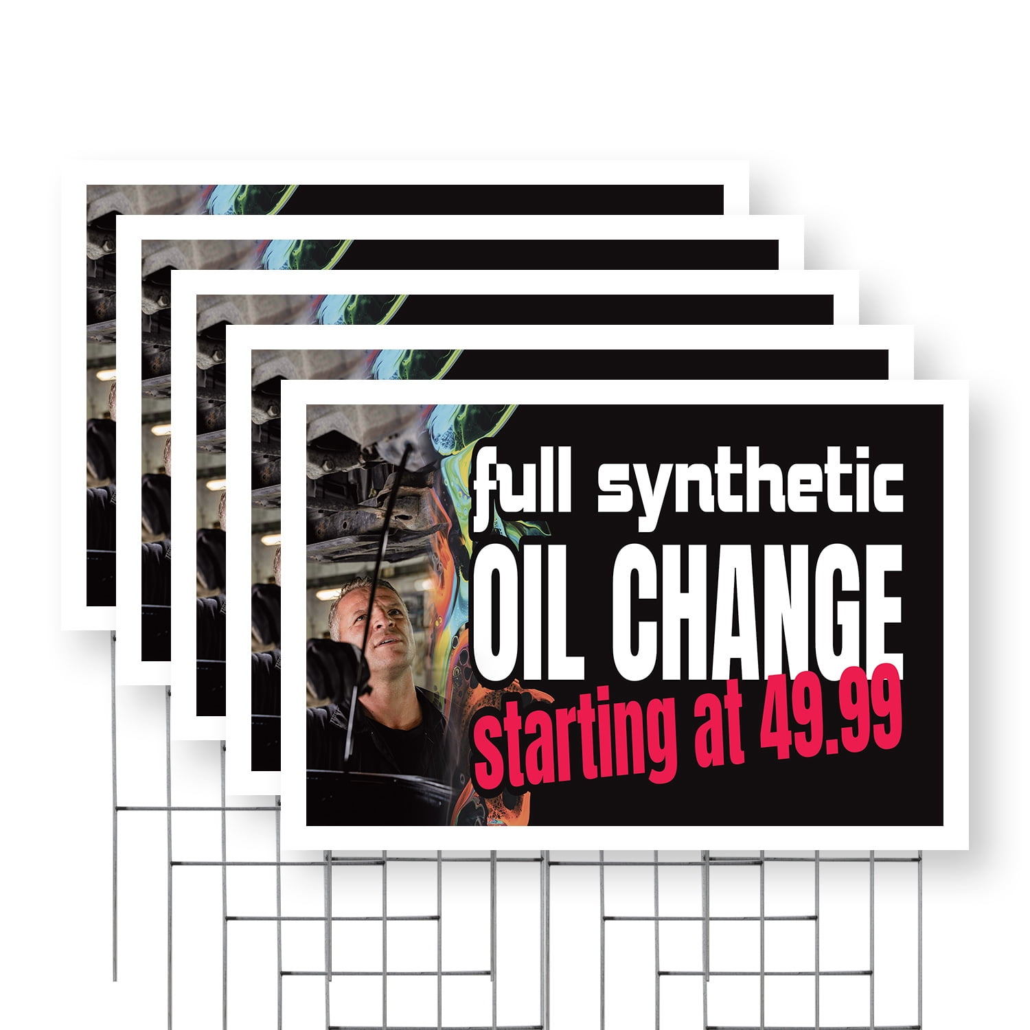 Full Synthetic Oil Change Yard Sign 5 Pack of 24 Inch x 36 Inch Single ...