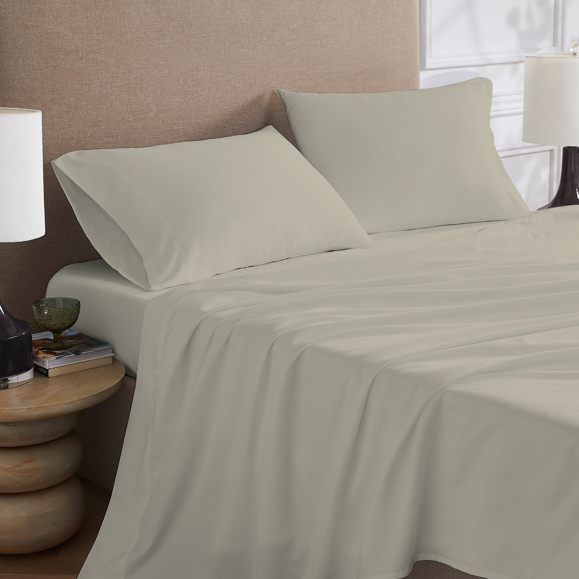 Color Sense Lavender Full Bed Size 4-Piece Brushed Cotton Blend Percale ...