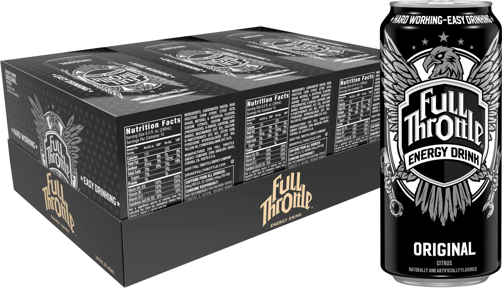 Full Throttle Energy Drink, Original Citrus, 16 fl oz (24 Cans ...