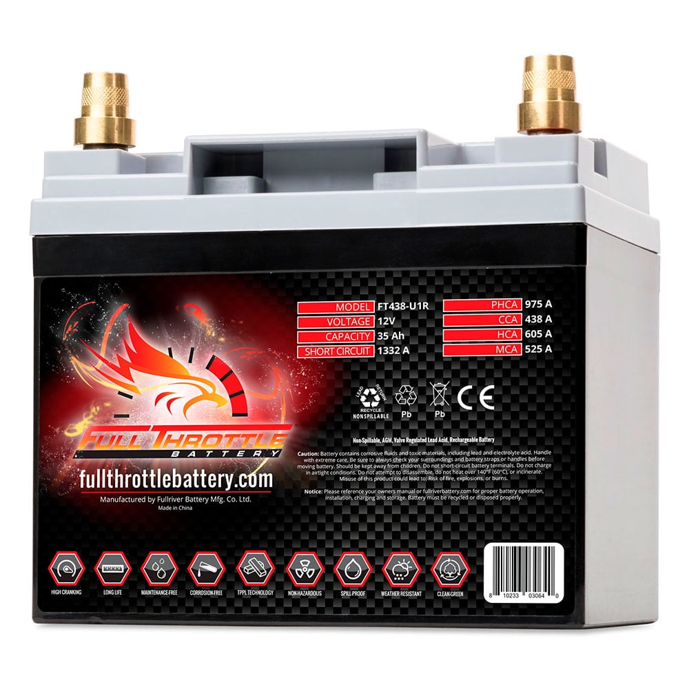 Full Throttle FT438-U1R Group U1R AGM Battery - Walmart.com