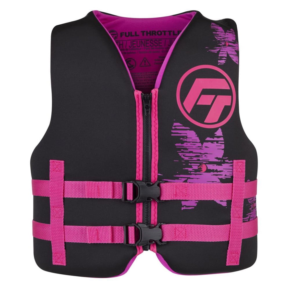 Full Throttle Youth Rapid-Dry Life Jacket - Pink/Black - Walmart.com