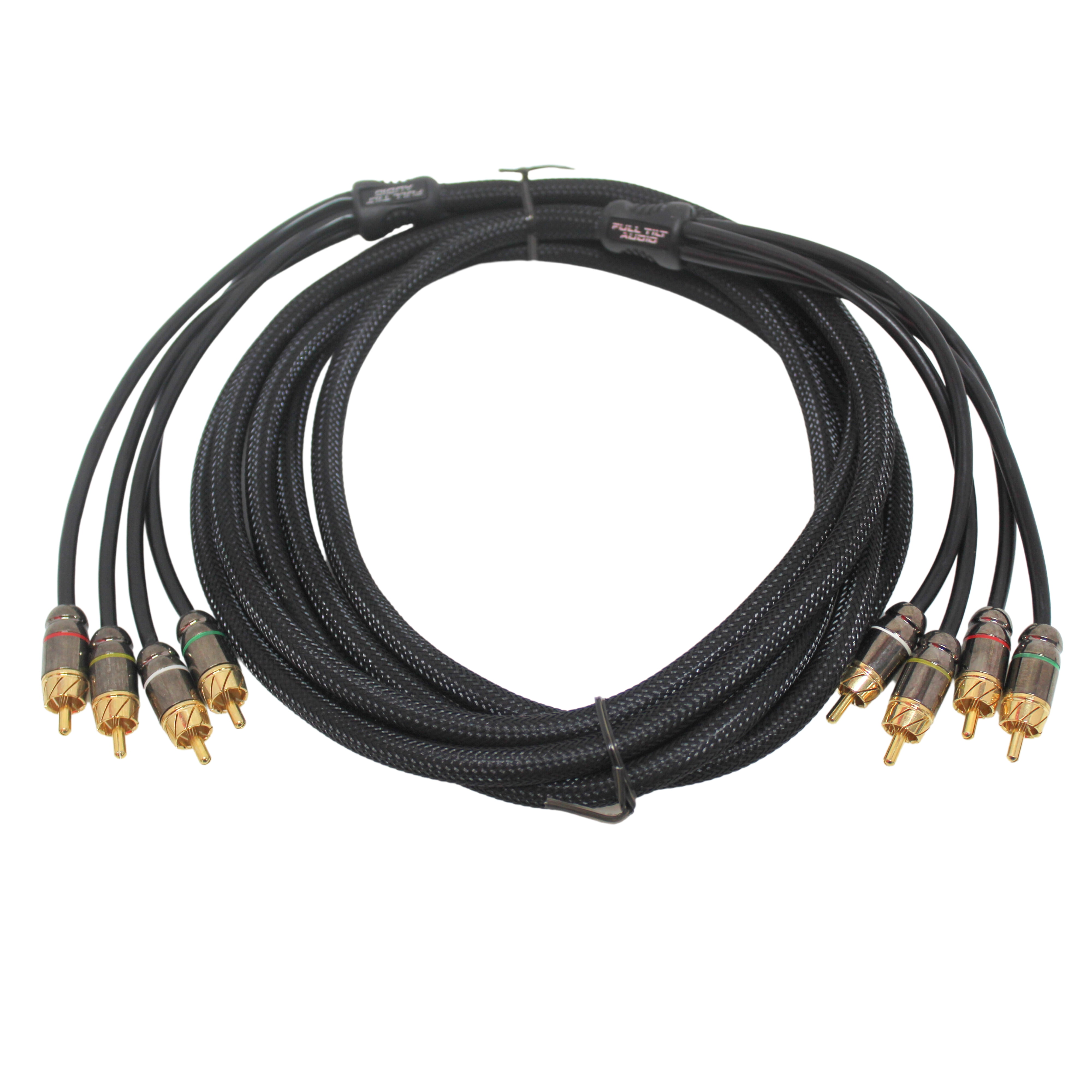 Full Tilt 10 Foot 4 Channel HQ Gold Plated Color-Coded RCA Car Audio ...