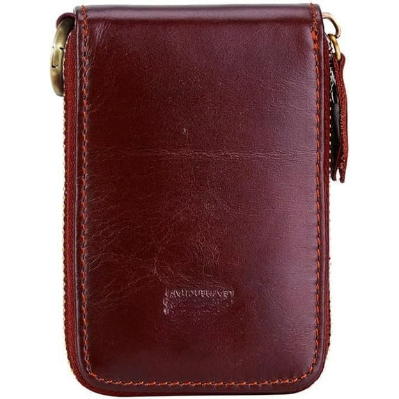 Full Top Grain Leather Wallet RFID Blocking Multi Card Case with Zipper ...