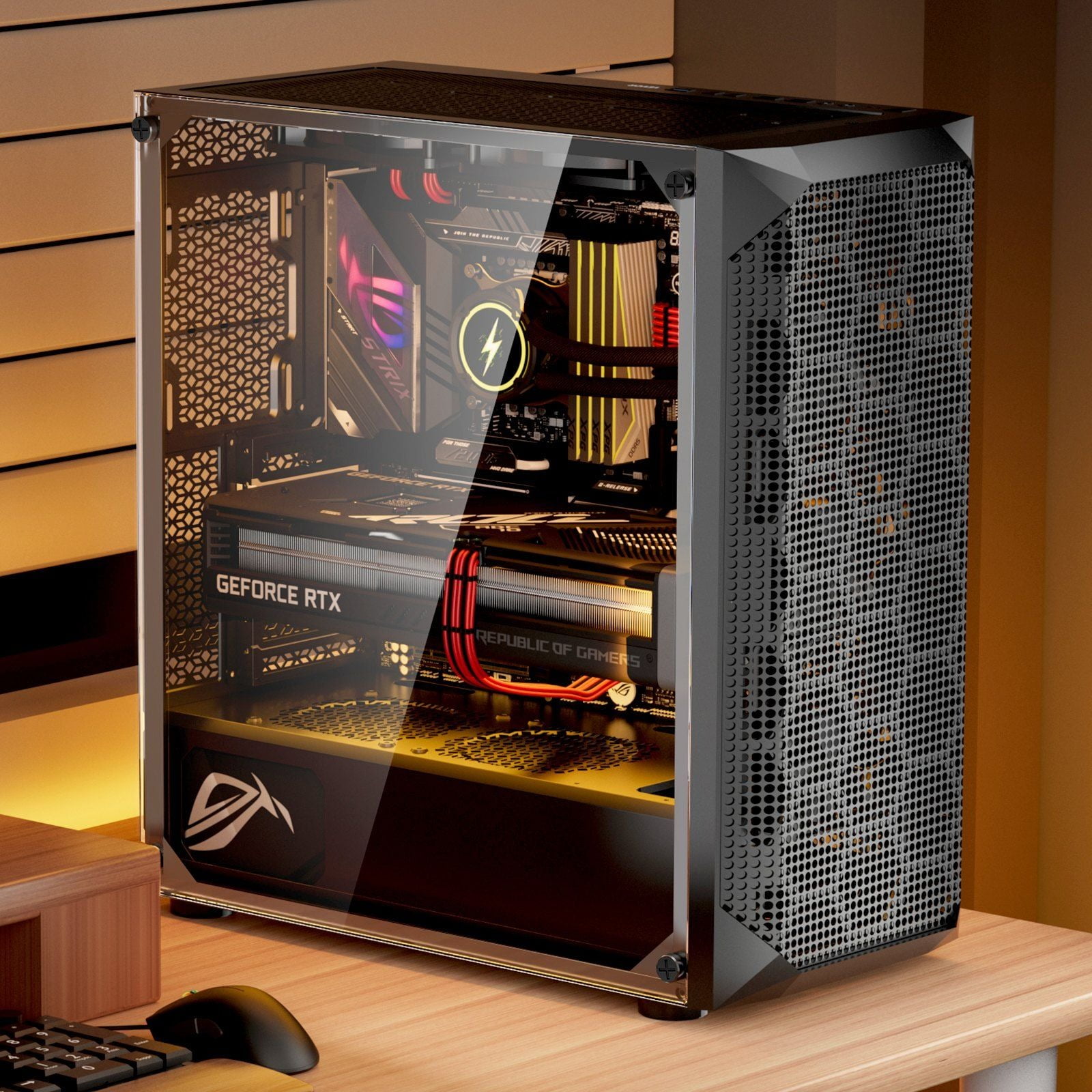 Full-Tower Gaming PC Case w/ 3 PWM Fans, Supports E-ATX Motherboard ...