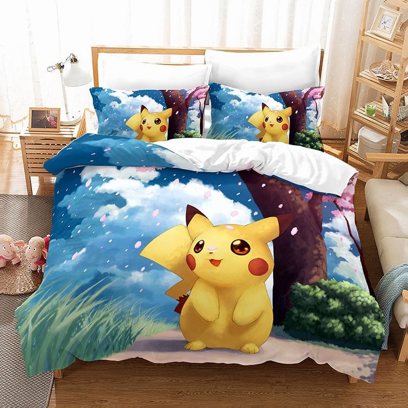 Full/Twin/Queen/King Size Anime Bedding Set 3D Pokemon Pikachu Bedding ...