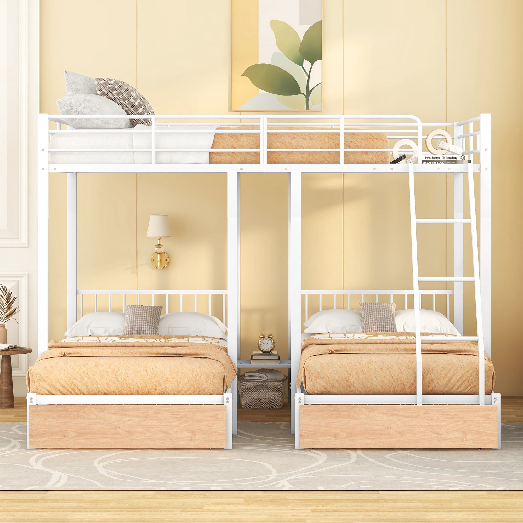 Full Over Twin Over Twin Bunk Bed, BTMWAY Modern Metal Triple Bunk Beds ...