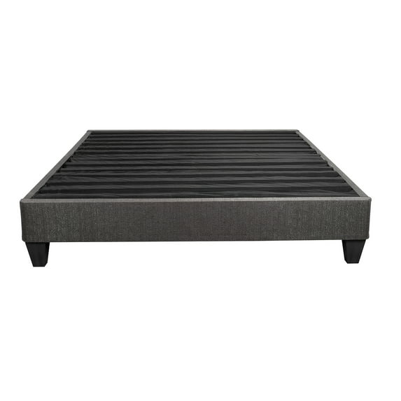 Full Upholstered Platform Bed Frame with Attached Legs, Dark Grey ...