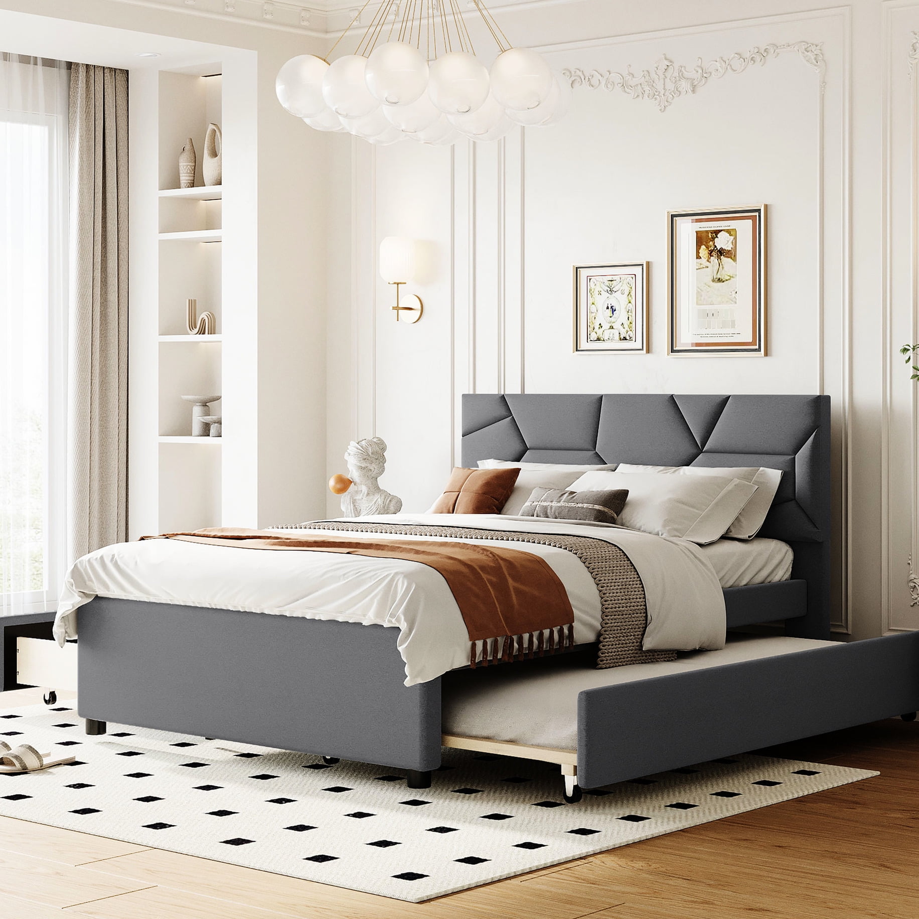Full Upholstered Platform | Solid Frame, No Box Spring Required | Twin ...