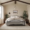 Full Victorian-Style Metal Bed Frame with Iron-Art Headboard ...