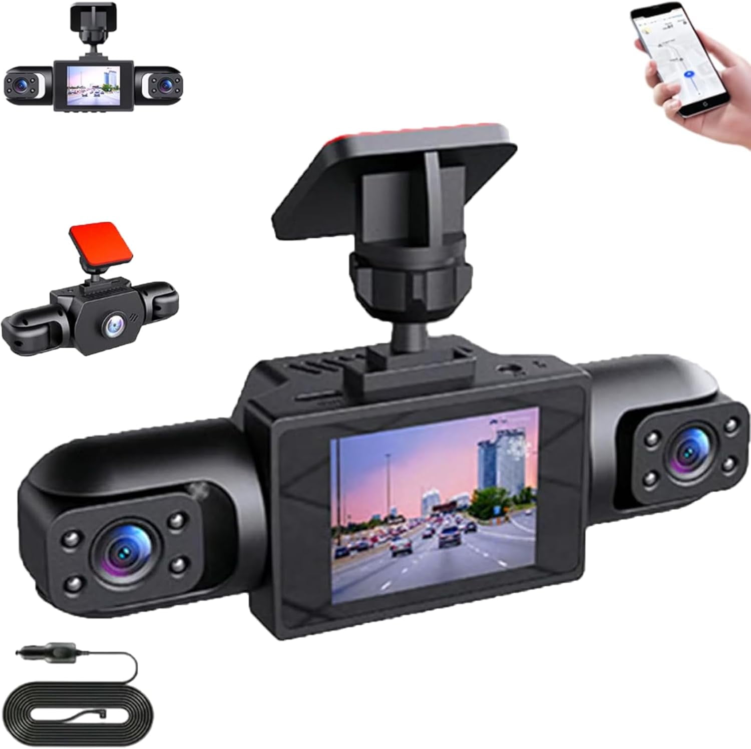 Full View Car Dashcam System, 1080P Panoramic Recording Driving ...