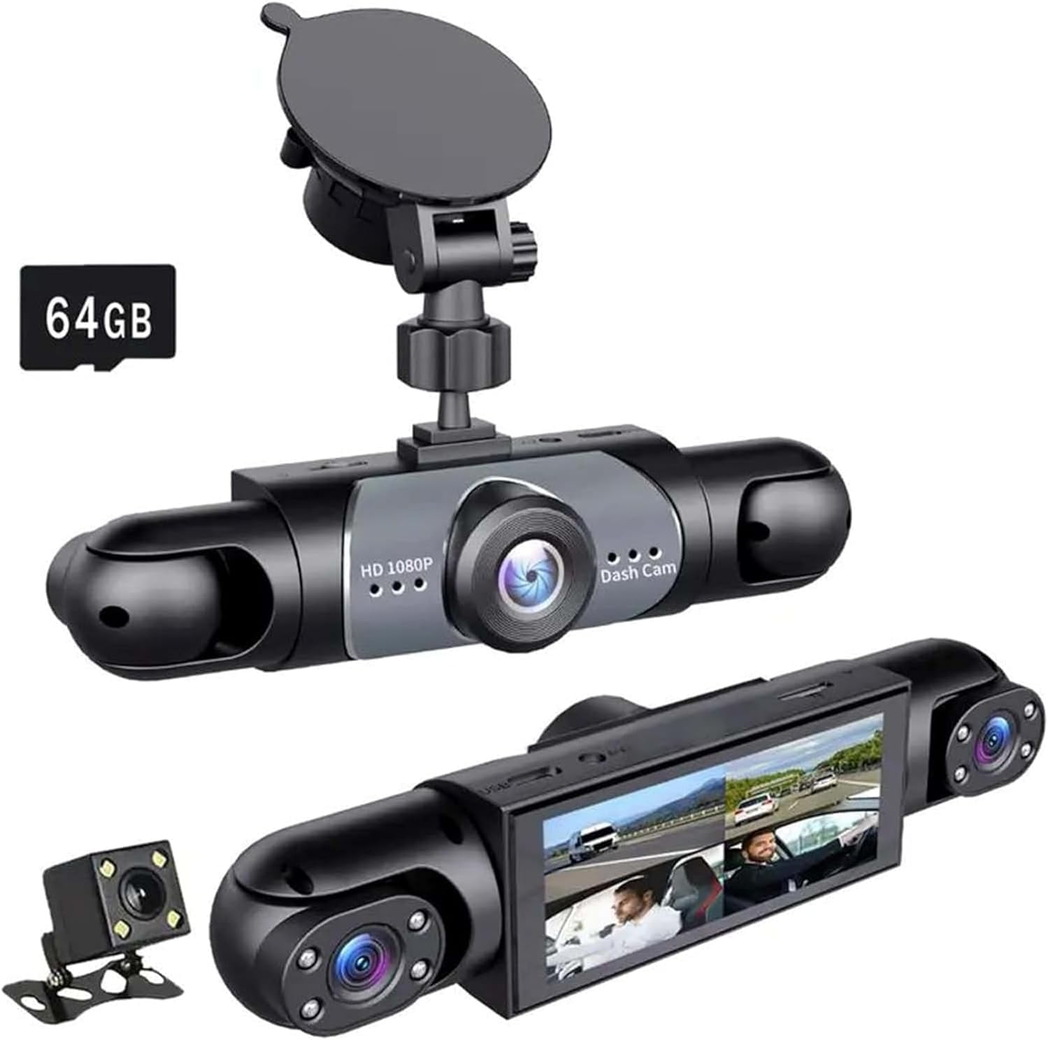 Full View Car Dashcam System | 360° 4 Channel 1080P Dash Cam with Night ...