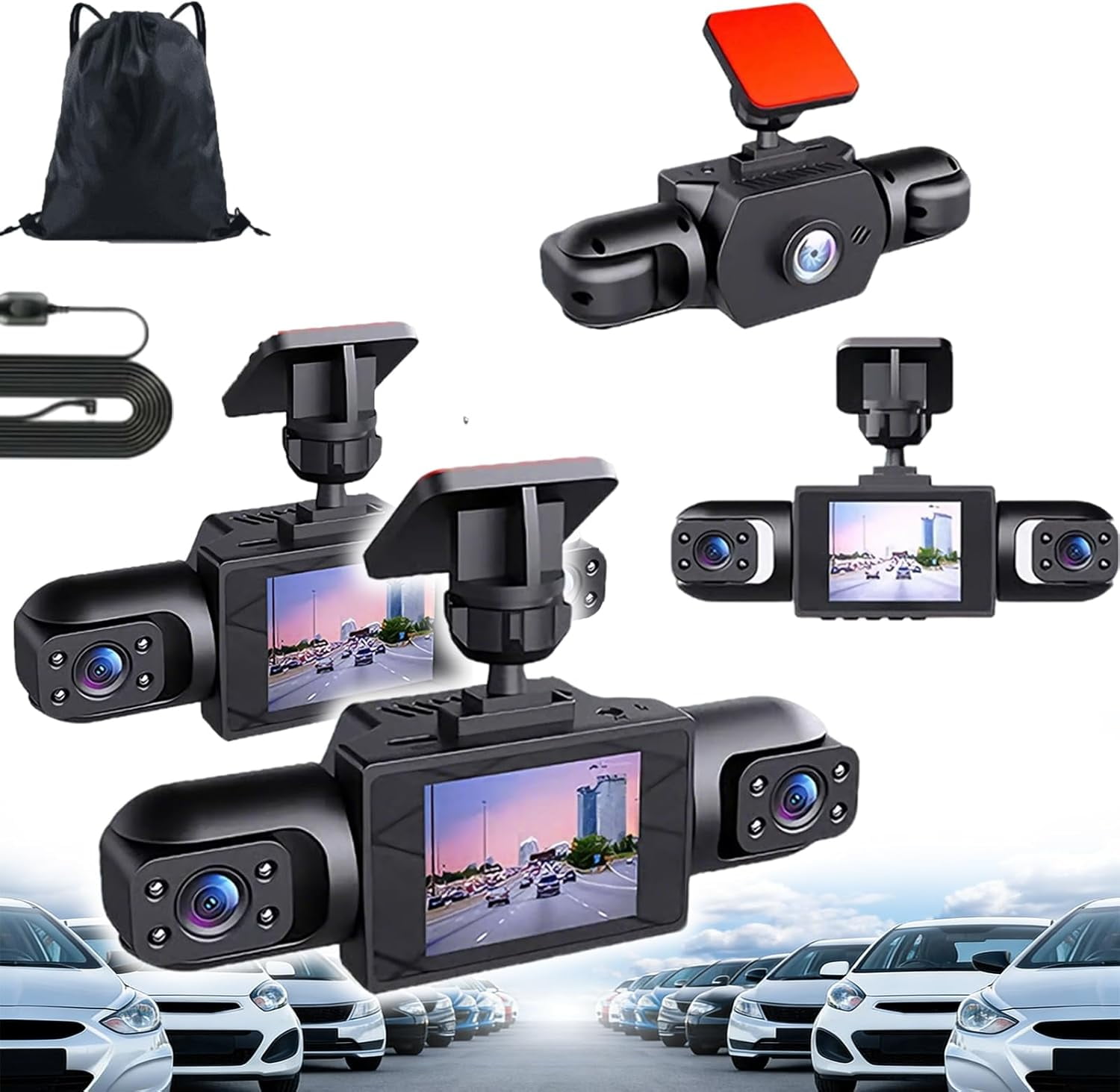 Full View Car Dashcam System with 4-Channel 1080P, 4-Lens 360° View Car ...
