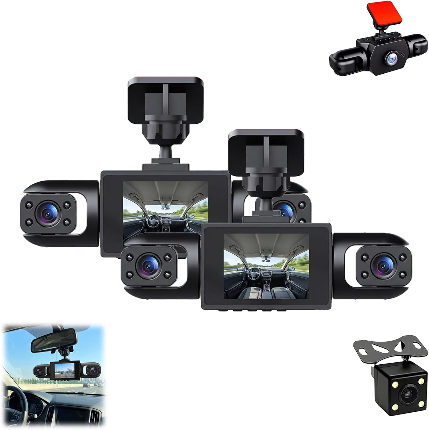 Full View Car Dashcam System, 4 Channel Dash Cam 1080P Full HD Dash ...