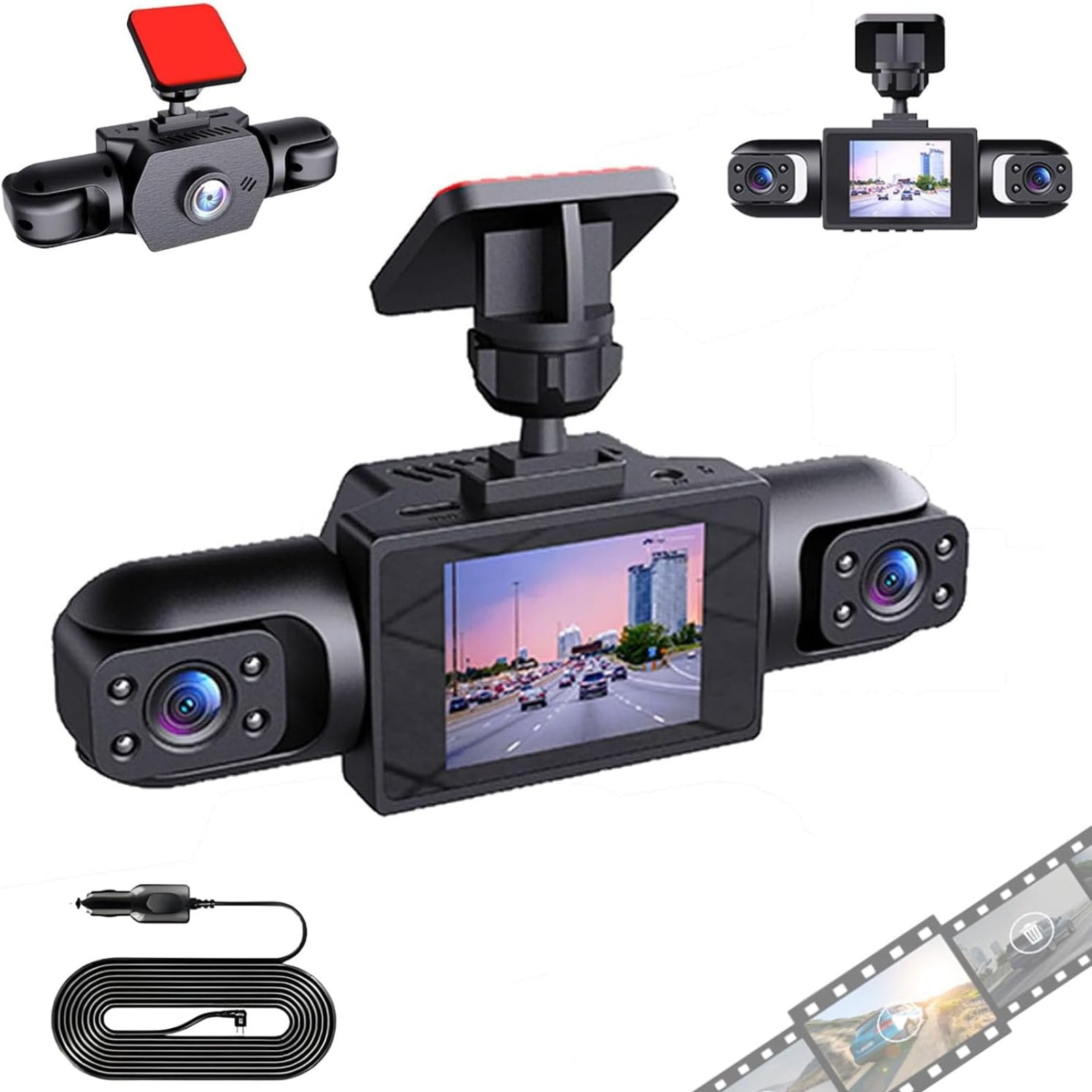 Full View Car Dashcam System Dash Cam 360 Degree 3 Channel Camera Front ...
