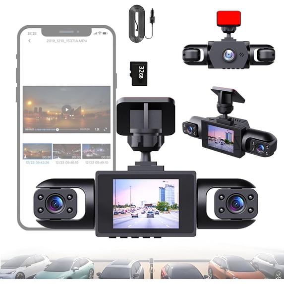 Full View Car Dashcam System Wireless, 4 Channel 1080P Dash Cam with ...