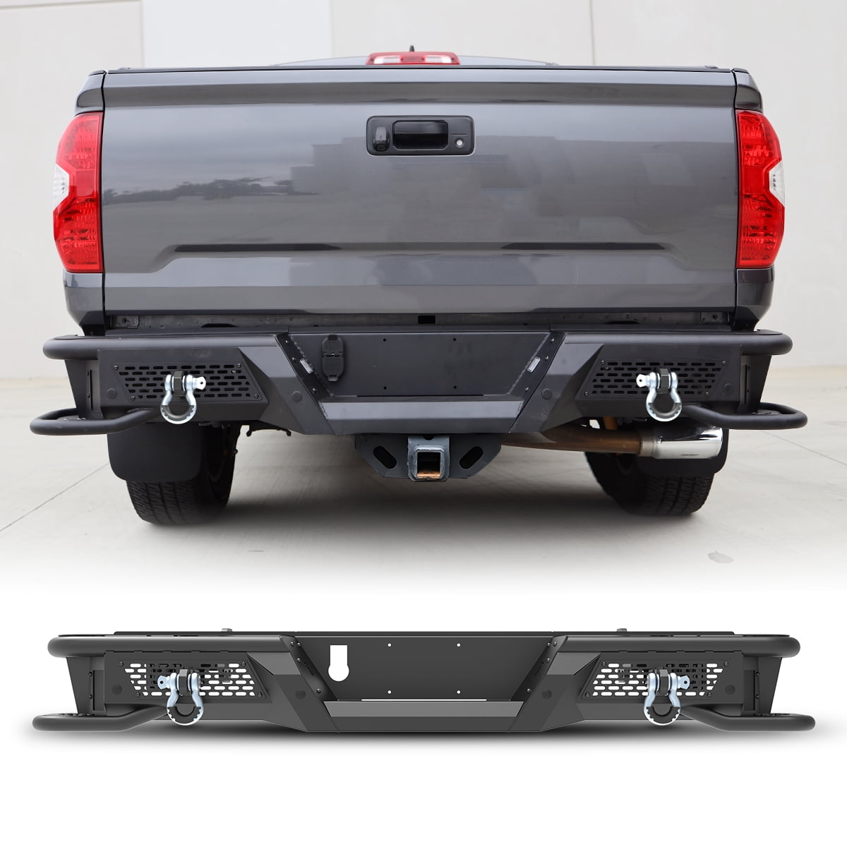 Full Width Black Rear Bumper Fit for 2014-2021 Toyota Tundra,Heavy-duty ...