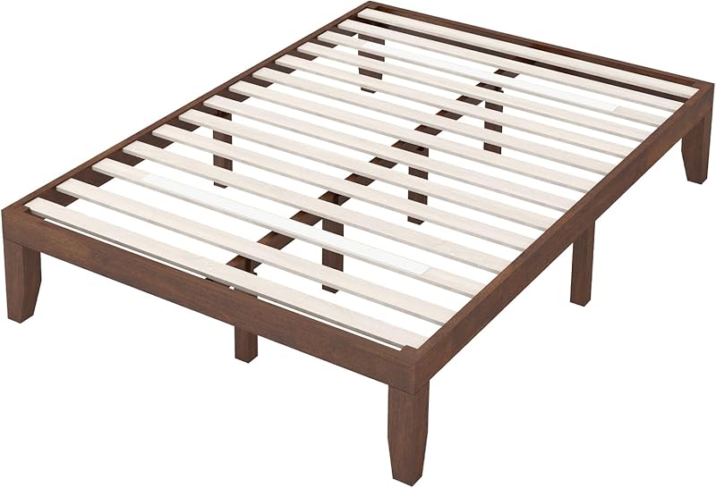 Full Wood Platform Bed Frame, Minimalist Style Mattress Foundation ...