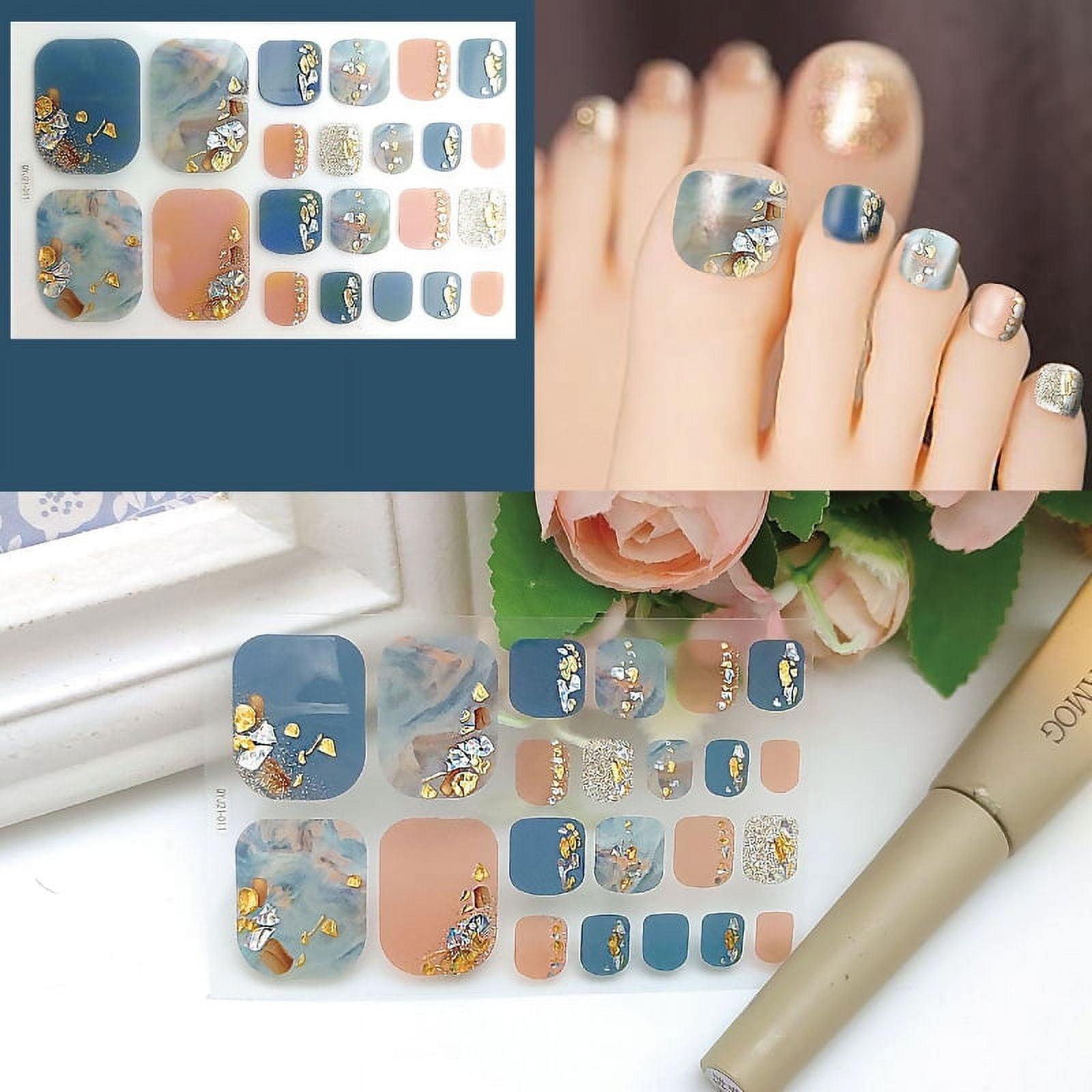 Full Wraps Toe Nail Polish Stickers Self-Adhesive Toe Nail Decals ...