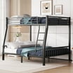 Full XL over Queen Bunk Bed, Heavy Duty Metal Bunk Bed with Safety ...