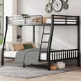 Full XL over Queen Bunk Bed, Heavy Duty Metal Bunk Bed with Safety ...