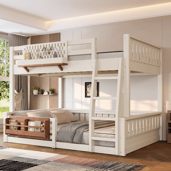 Full XL over Queen/Full over Queen Bunk Bed with Ladder and Guardrails ...
