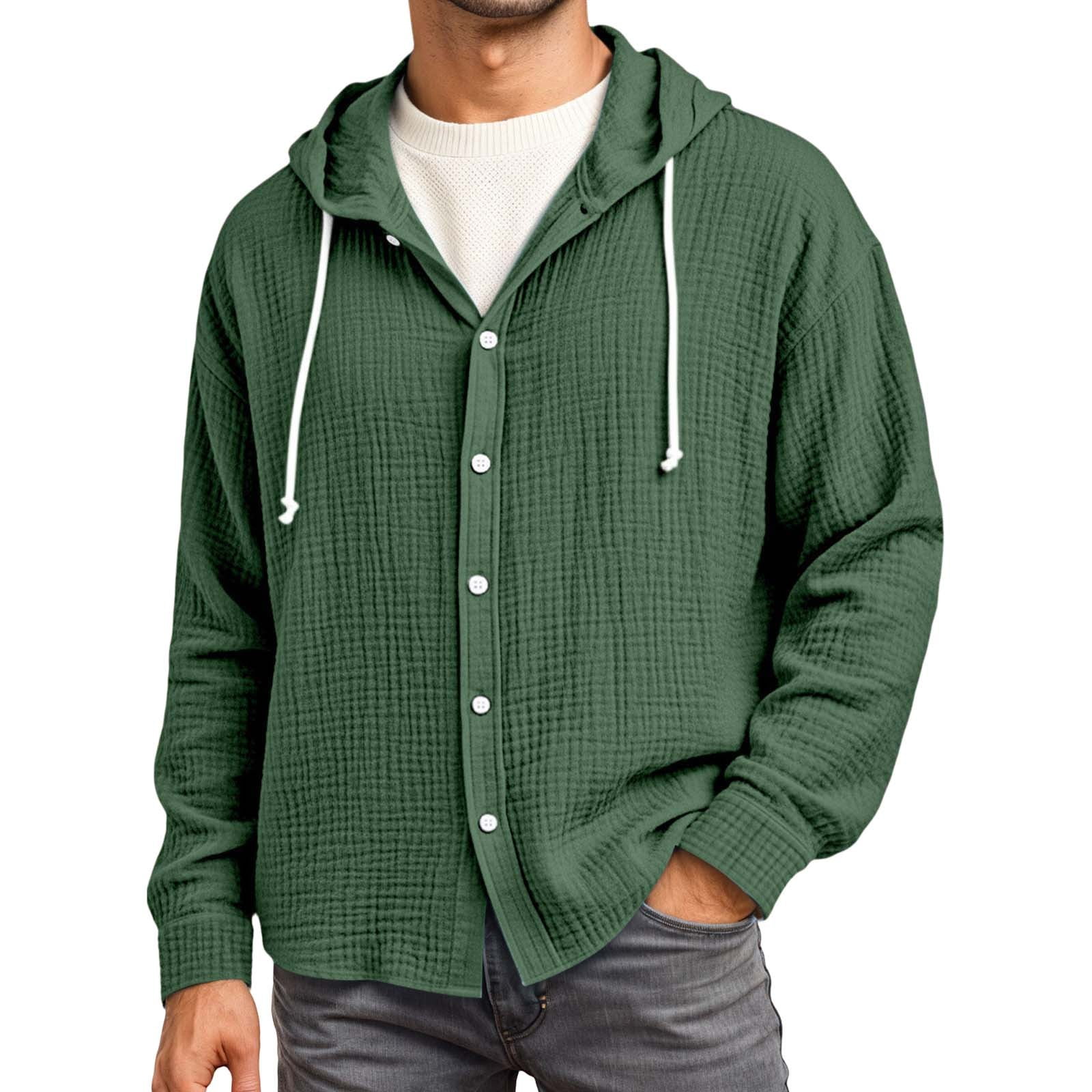 Full Zip Hooded Shirt Jacket Casual Long Sleeve Outdoor Sportswear ...