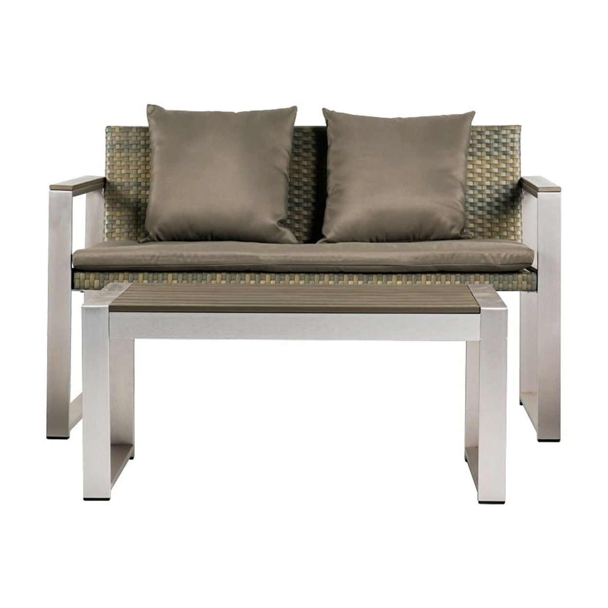 Full aluminum woven rattan double sofa+coffee table - Walmart.com