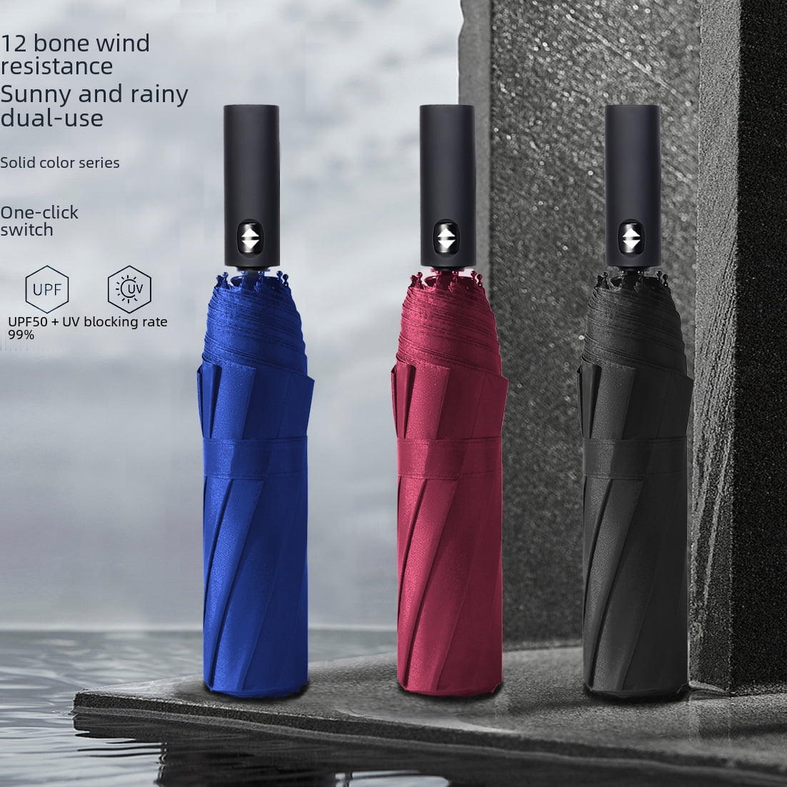 Full-automatic umbrella increase windproof 12 bone folding umbrella ...