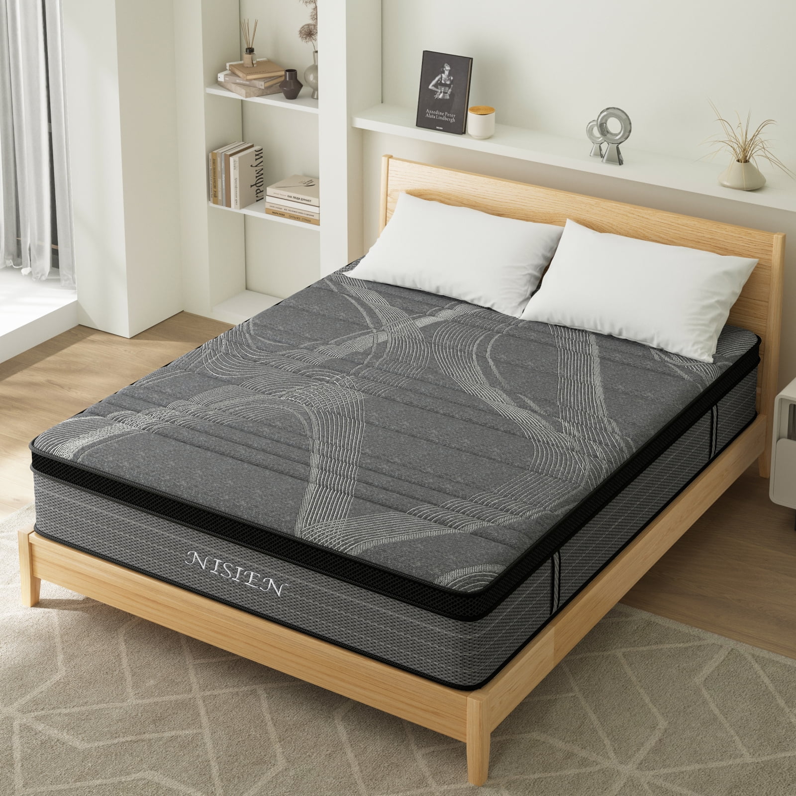 Full mattress in a box,NISIEN 10 Inch Hybrid Mattress, Gel Memory Foam Mattress,Individually ...