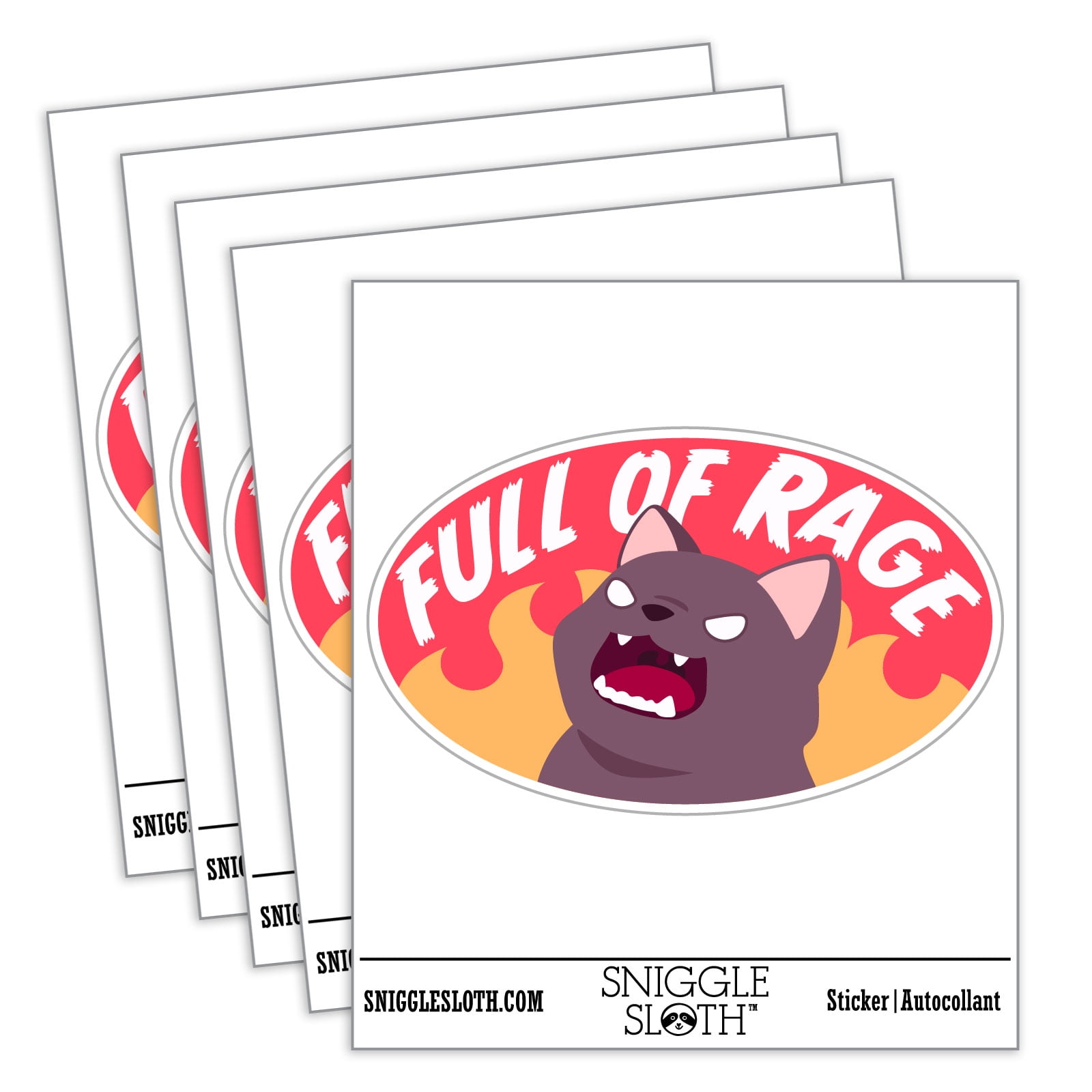 Full of Rage Screaming Fire Cat Car Window Bumper Water Bottle Phone ...