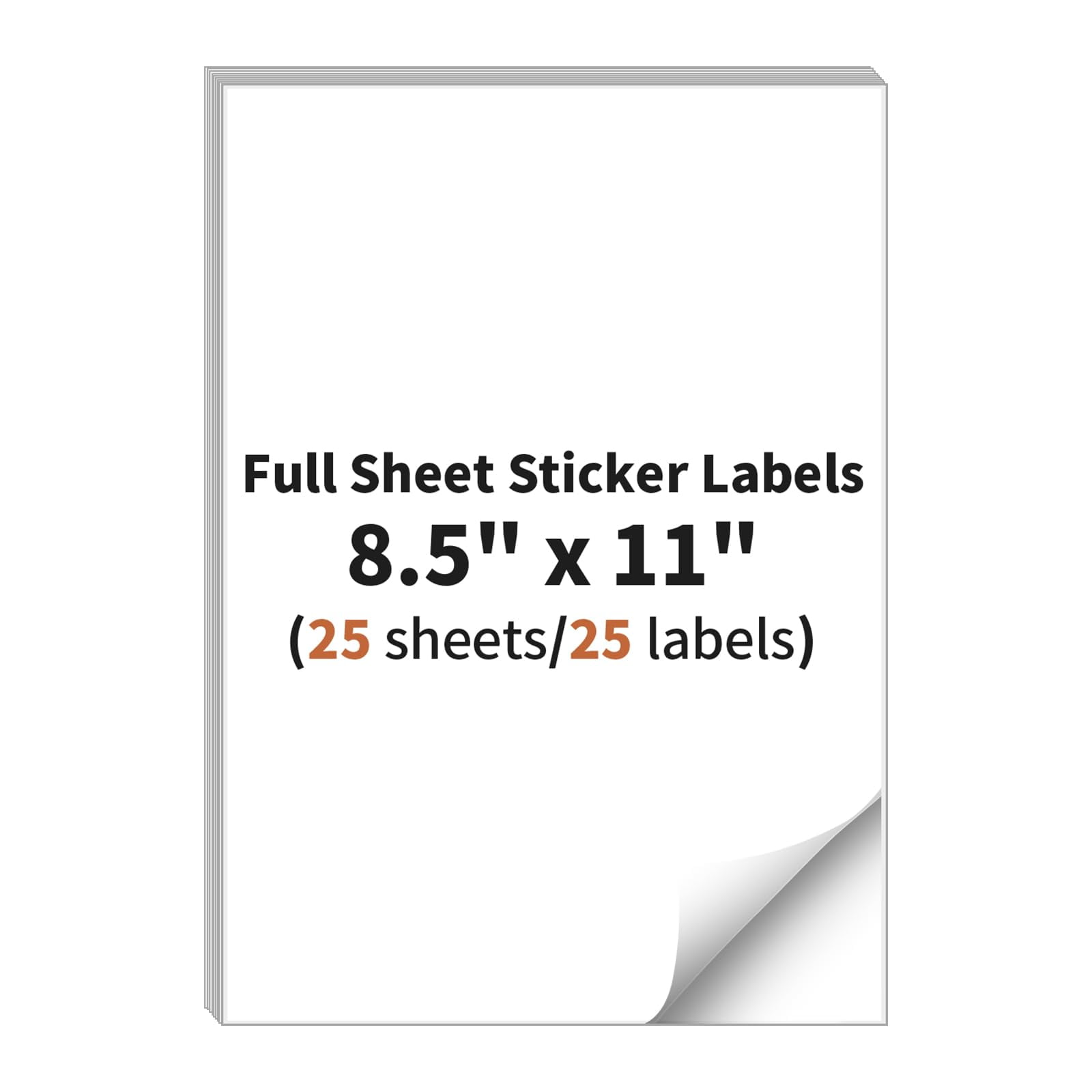 Full sheet labels 8.5 x 11, 25 sheets 25 labels, white matte adhesive ...