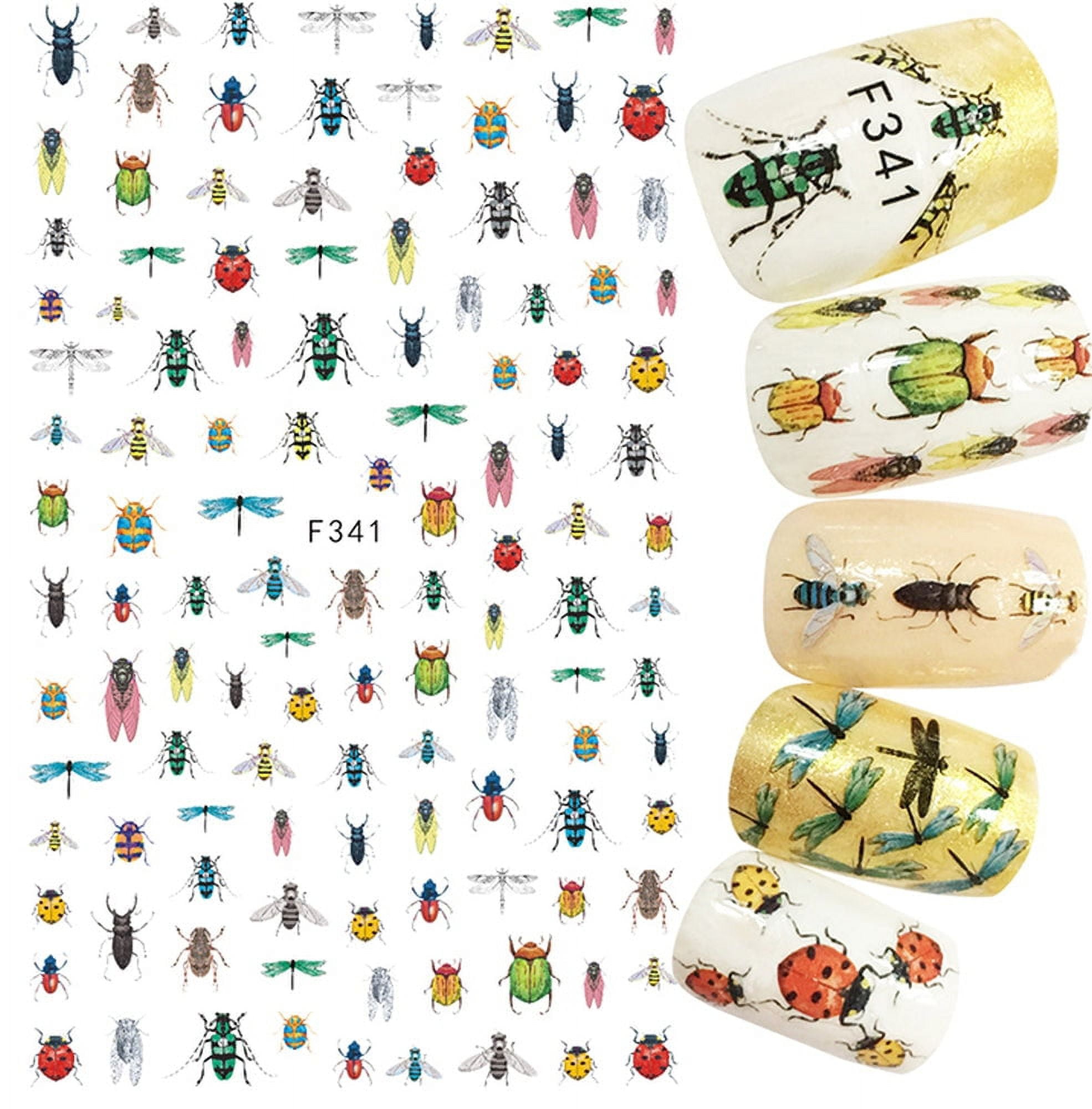 Full sheet of various insects bugs for nail art stickers, Creative and ...