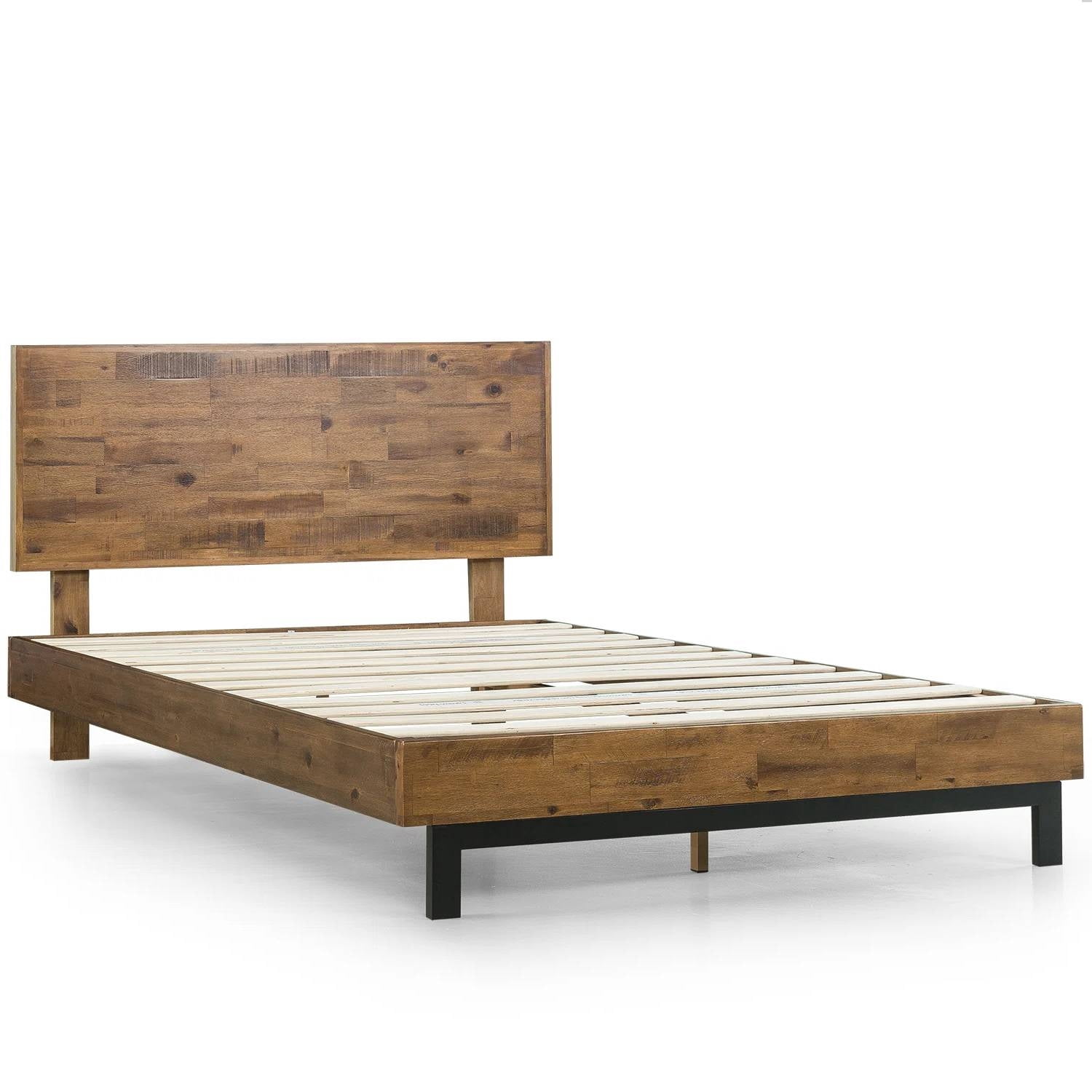 Full size Solid Wood Modern Platform Bed Frame with Adjustable Height ...