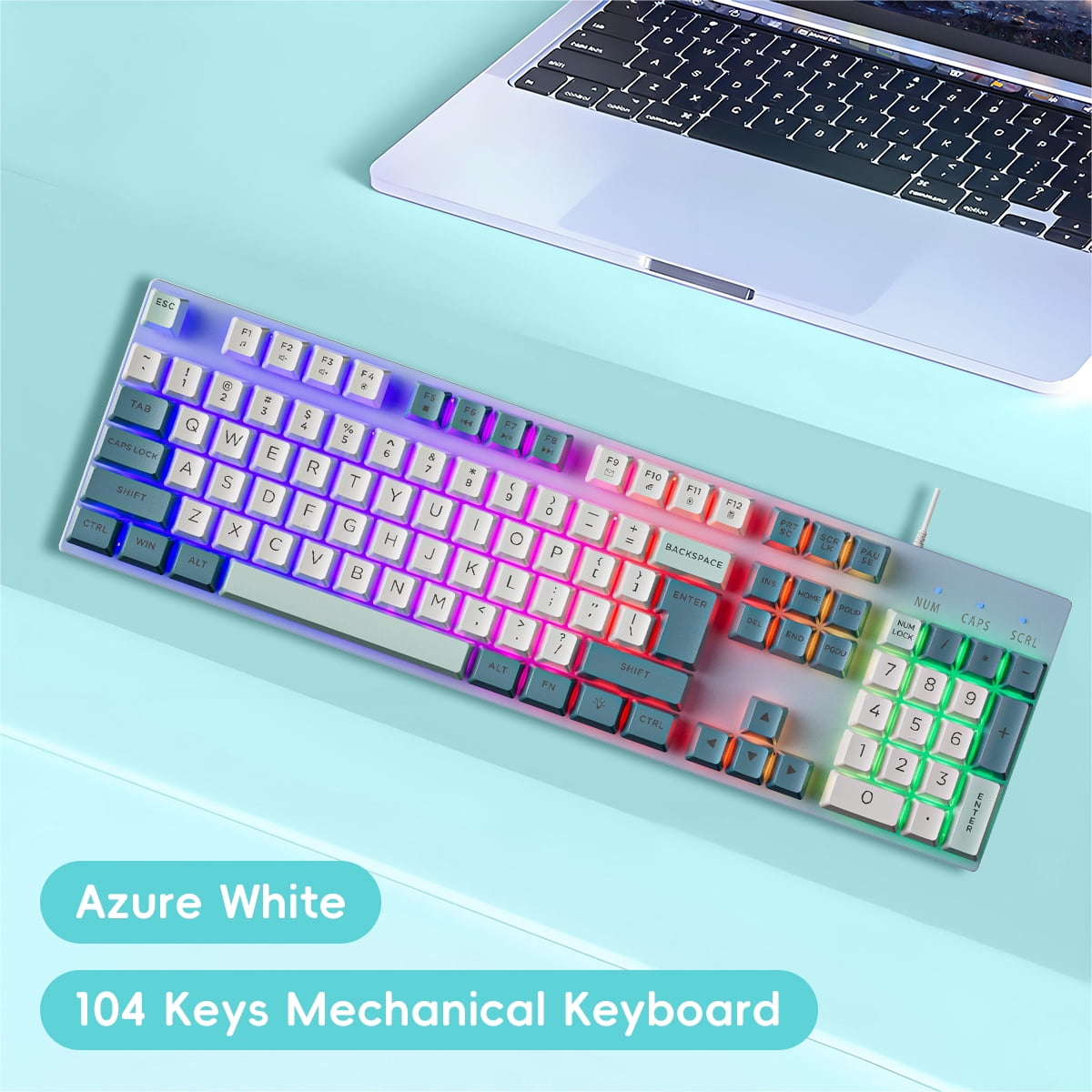 Full-size mechanical backlit keyboard, green matcha three-tone keyboard ...