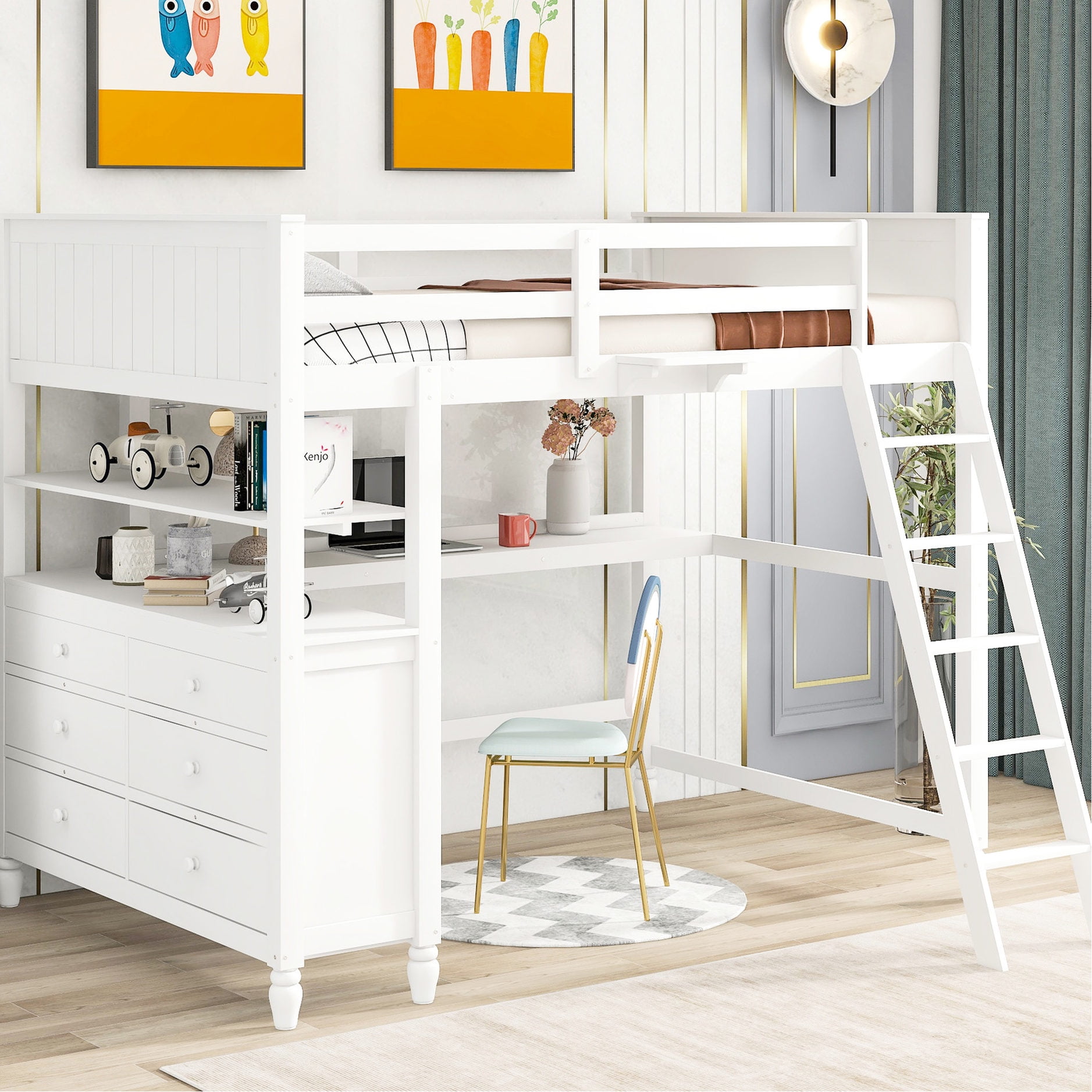 Full size plywood MDF and pinewood loft bed with desk for creating a ...