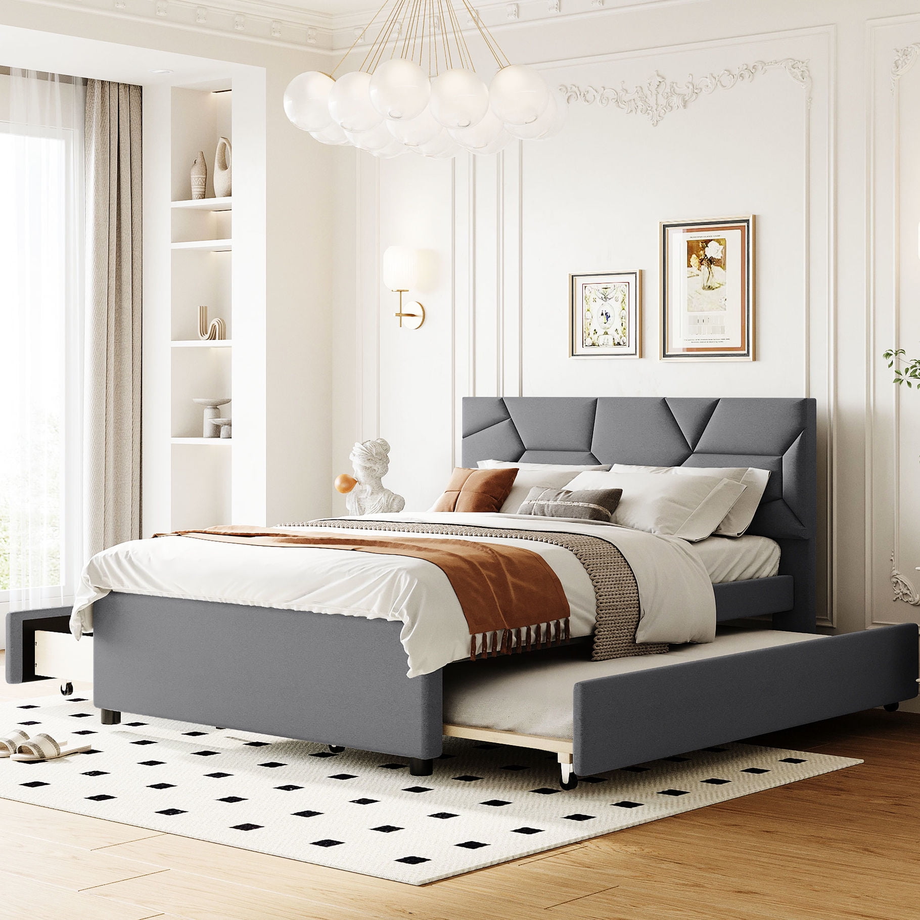 Full - sized Linen Platform Bed | Used in Bedrooms for a Cozy and ...