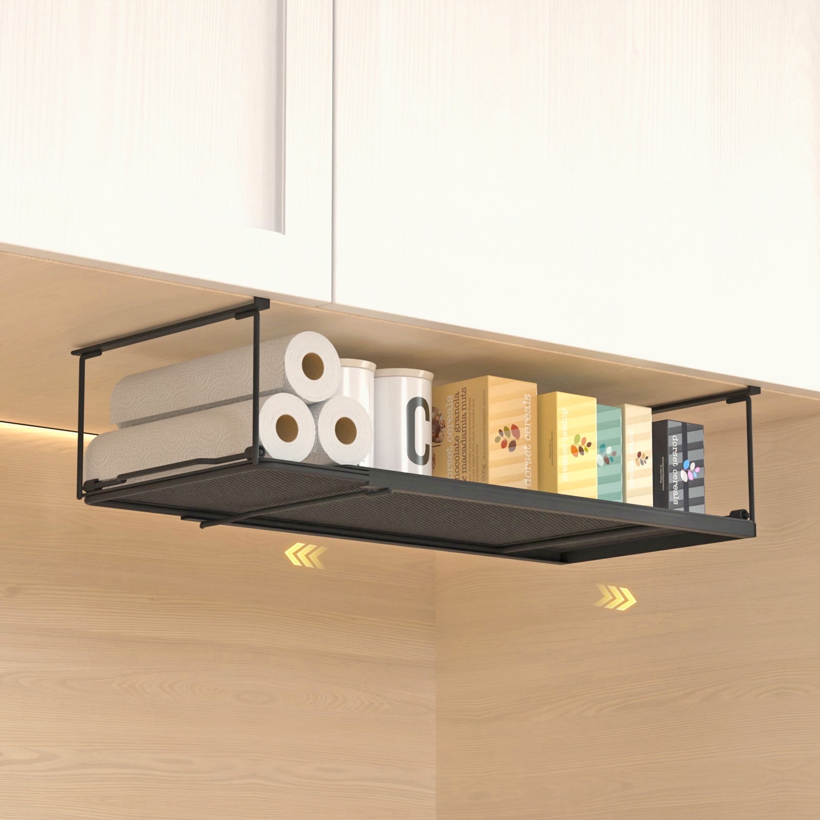 FullPetMoon 1 Pack Expandable Hanging Under Shelf Storage,White Under Shelf Basket Organizer ...