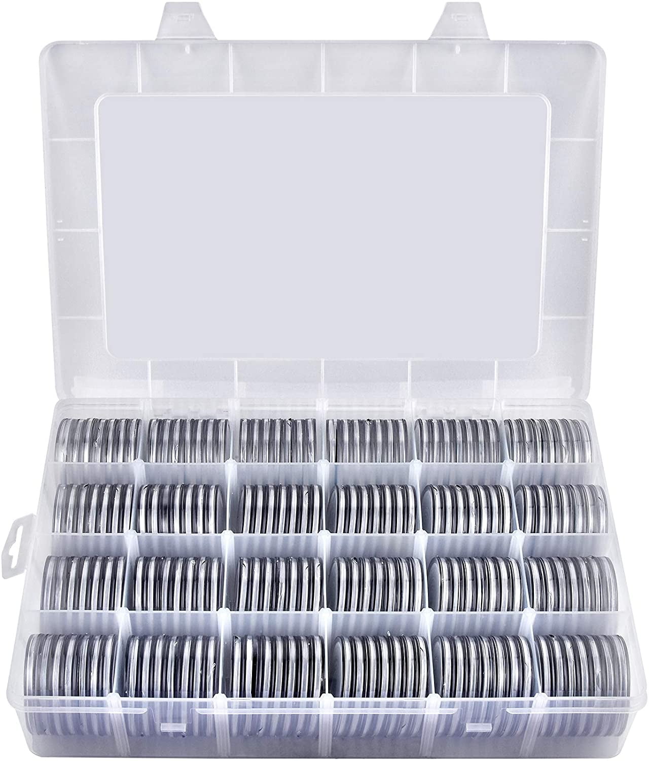 Fullcase 168pc Coin Capsules with Foam Gasket and Plastic Storage Box ...