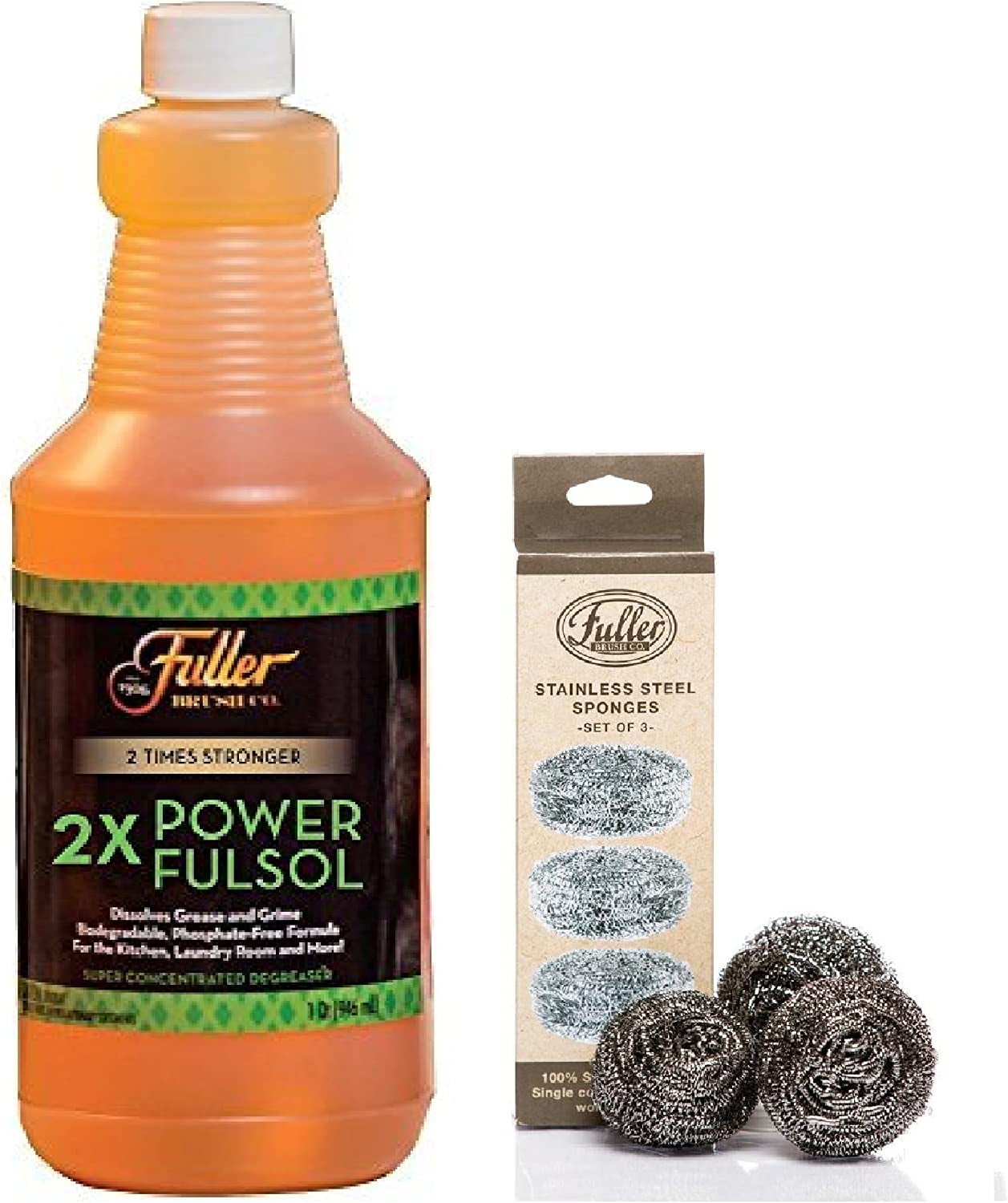 Fuller Brush Fulsol 2X Power Degreaser Kit with Stainless Steel Sponges ...