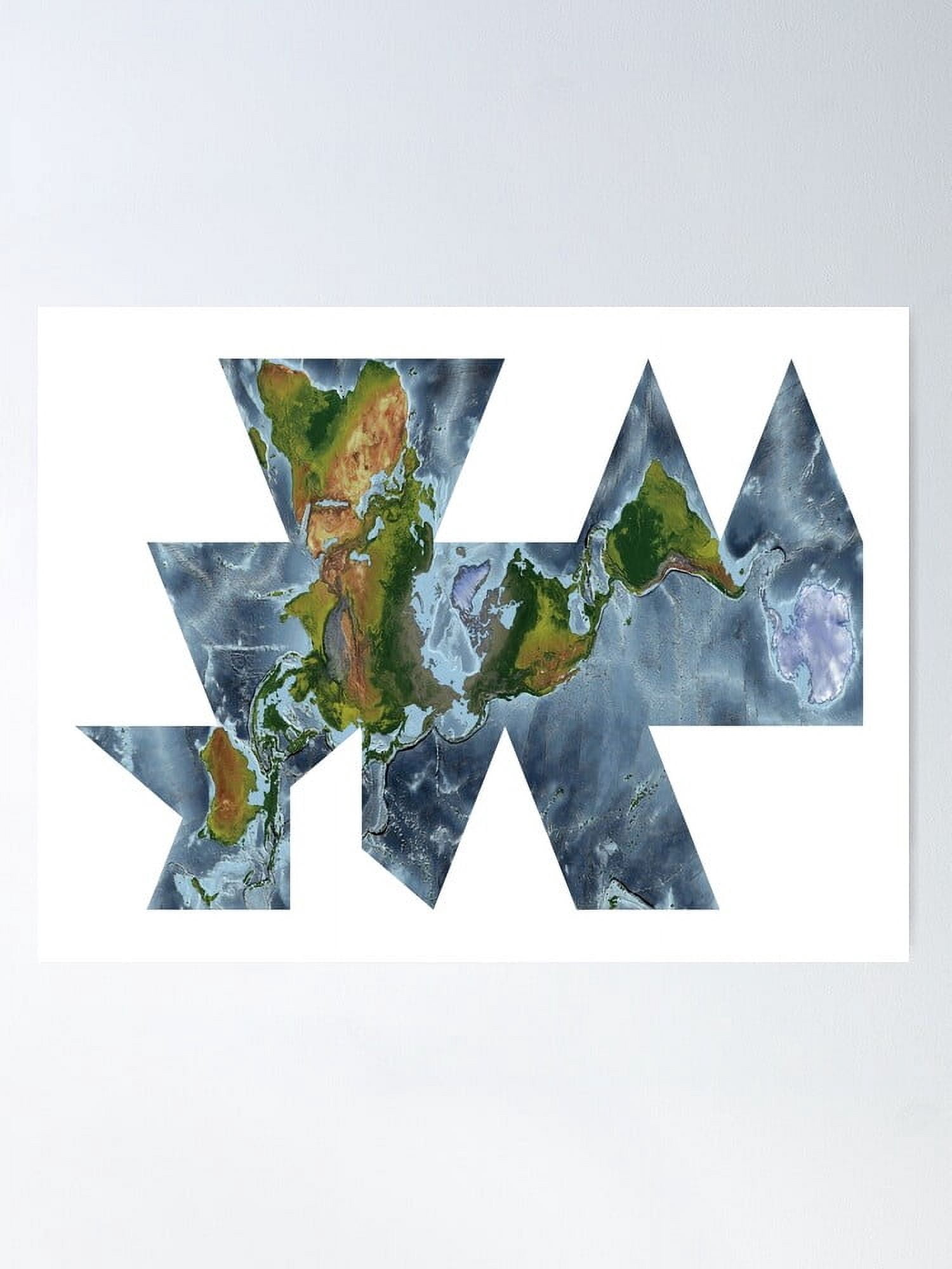 Fuller projection - World Map showing land and oceans Poster - Walmart.com