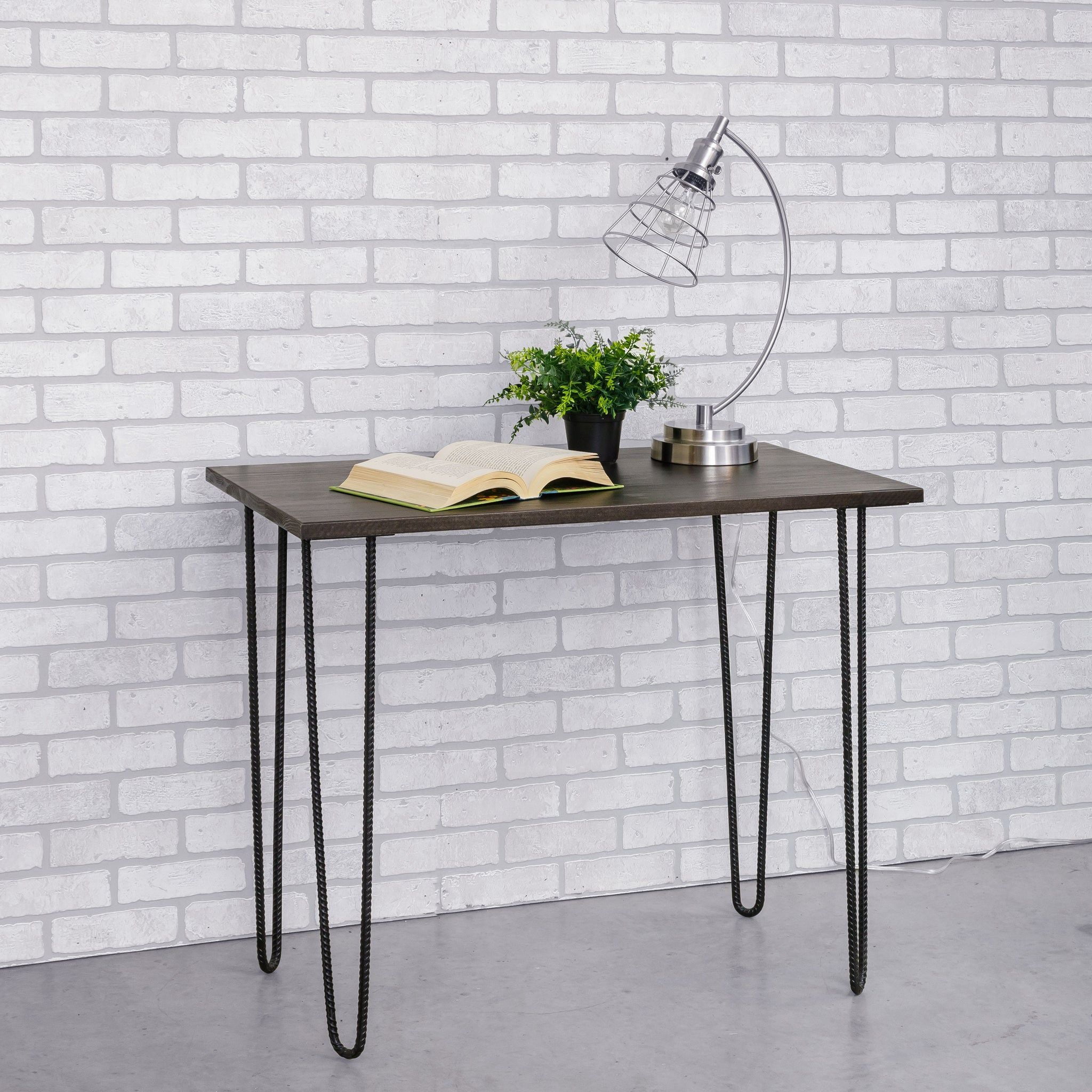 Fullerton Rustic Solid Wood Desk with Hairpin Legs - Walmart.com