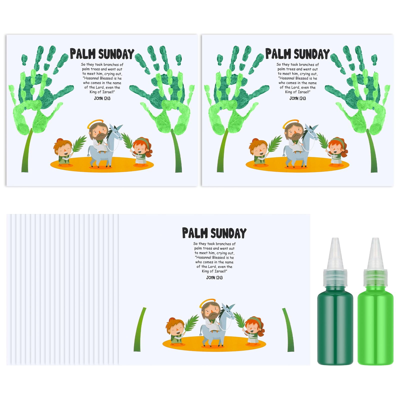 Fullhawl 24 Pcs Easter OIF8 Palm Sunday Handprint Greeting Card Art ...