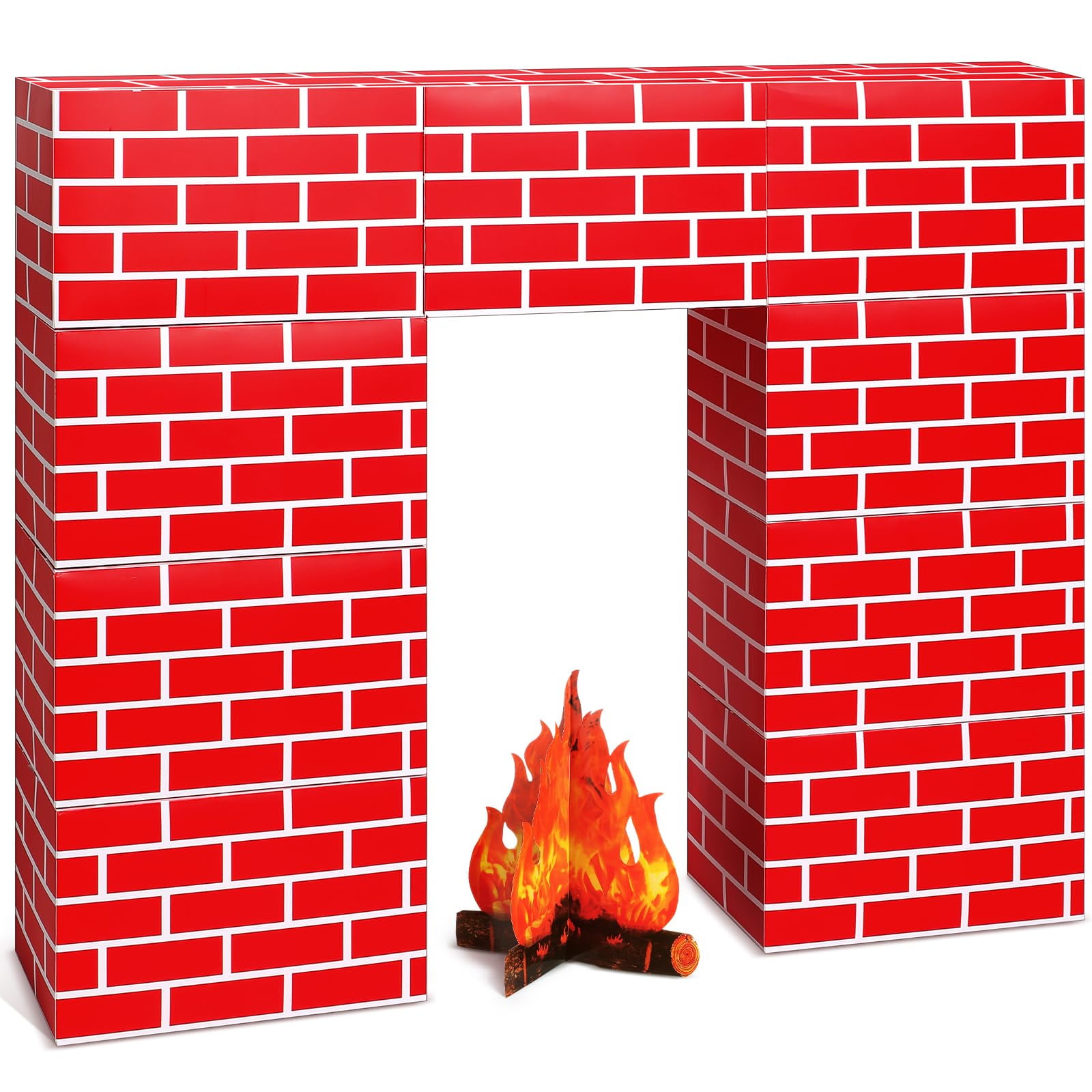 Fullhawl 3D Artificial Red Brick Cardboard Fireplace 39 x 35 Inch DIY ...