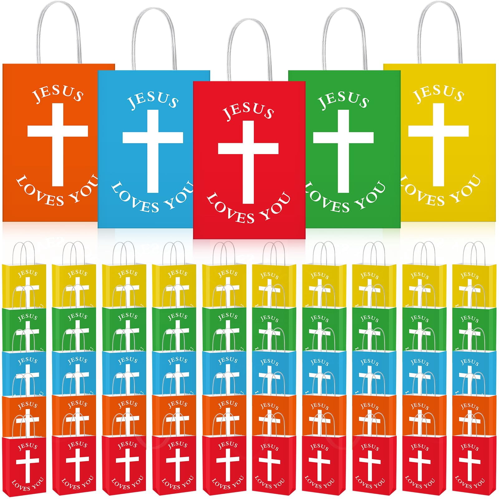 Fullhawl 50 Pcs Easter TSF6 Christian Gift Bags Bulk Jesus Loves You ...
