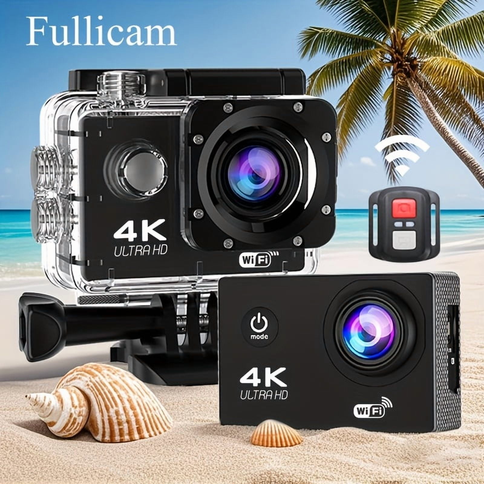 Fullicam 4K WiFi Action Camera with Backlight, Stabilizer, Manual ...
