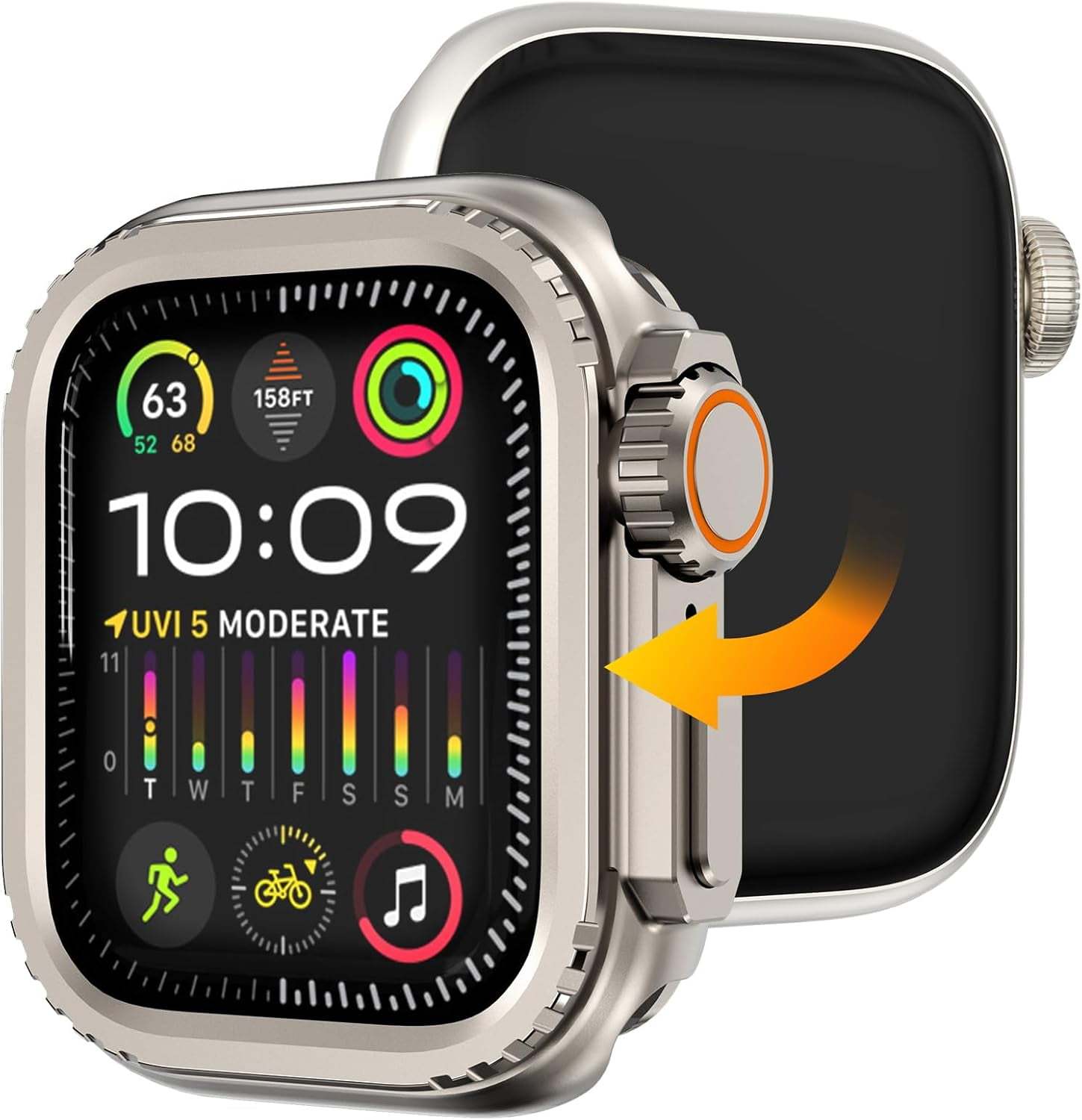 Fullife 3 in 1 Ultra Look Metal Case Design for Apple Watch Case, Front ...