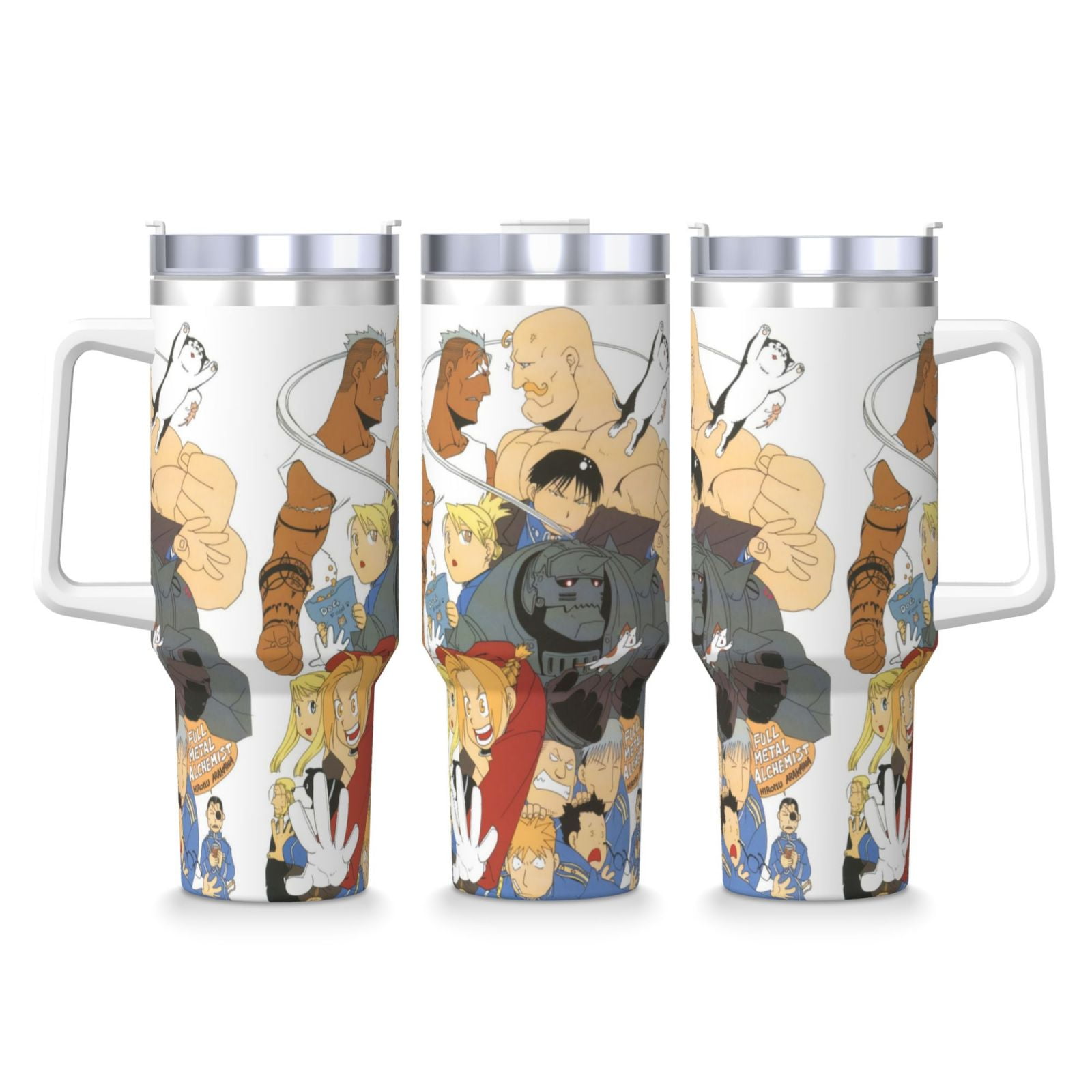 Fullmetal Alchemist 40 OZ Ice Bully Cup with Handle Straw Lid, Double ...