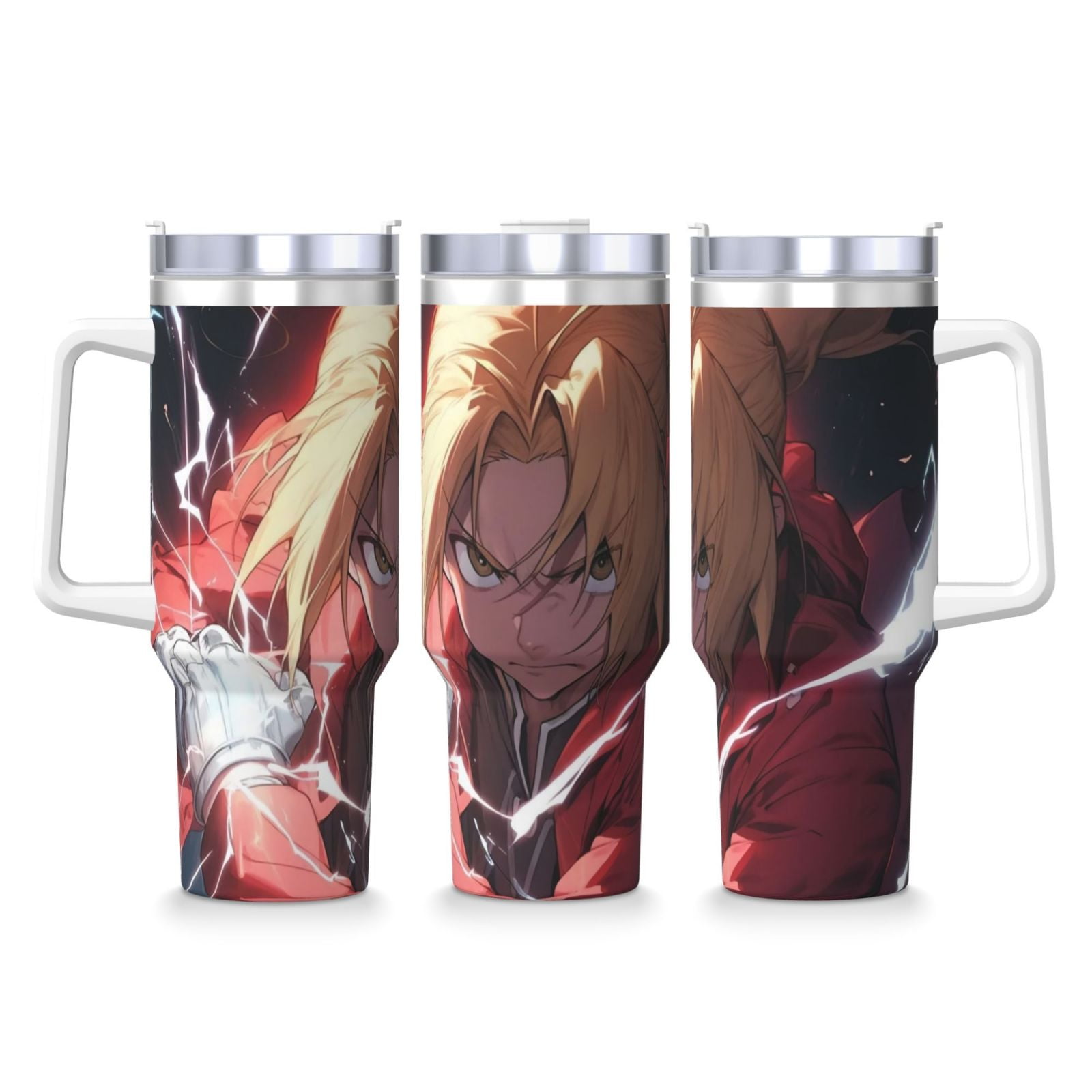 Fullmetal Alchemist 40 OZ Ice Bully Cup with Handle Straw Lid, Double ...